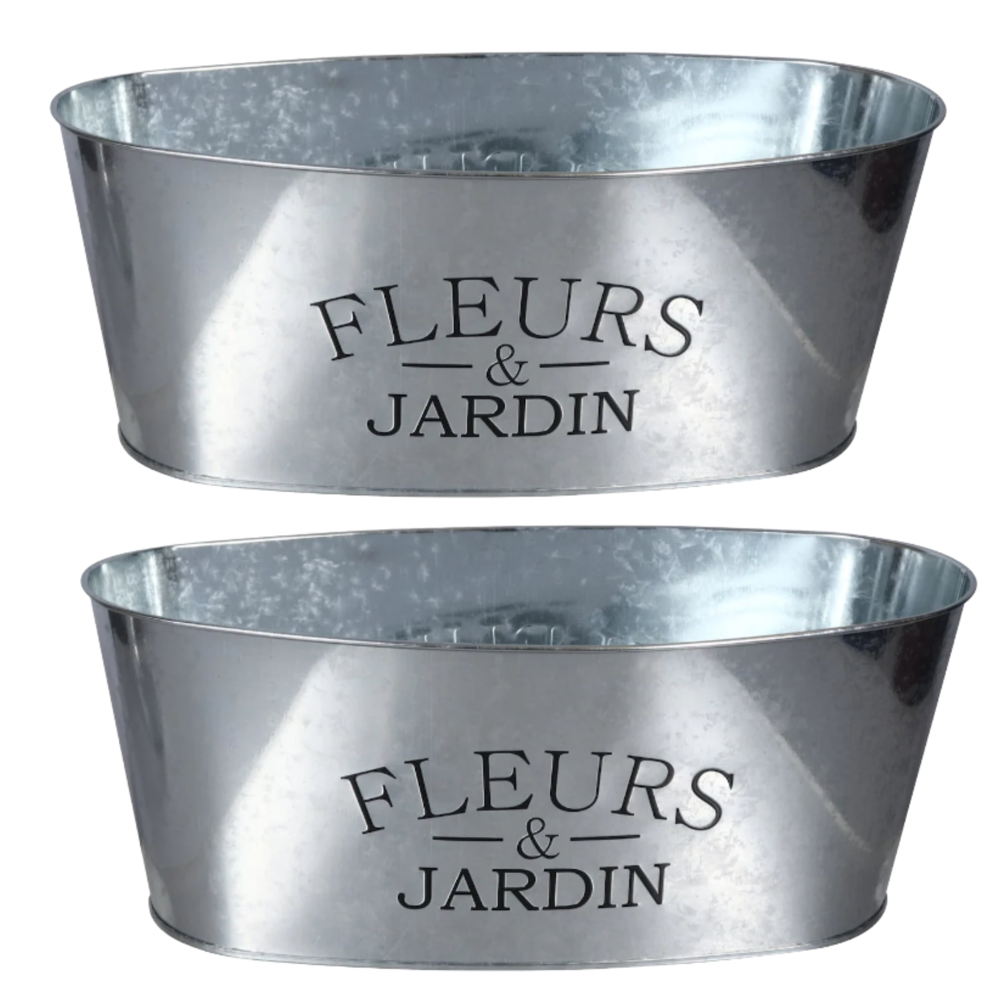 Galvanized Metal Oval-Shaped Planters Rustic Farmhouse ''Fleurs ...