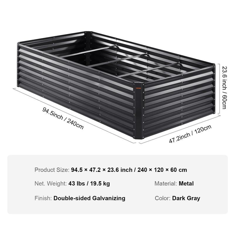 Galvanized Metal Planter Box, Outdoor Planting Boxes with Open Base ...