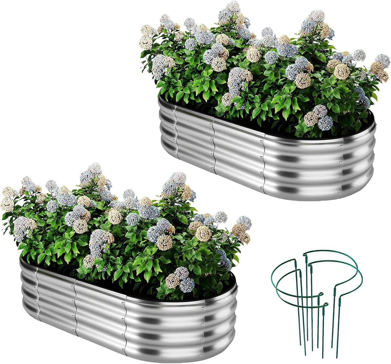 Galvanized Metal Planter Raised Garden Bed Kit for Gardening Outdoor ...