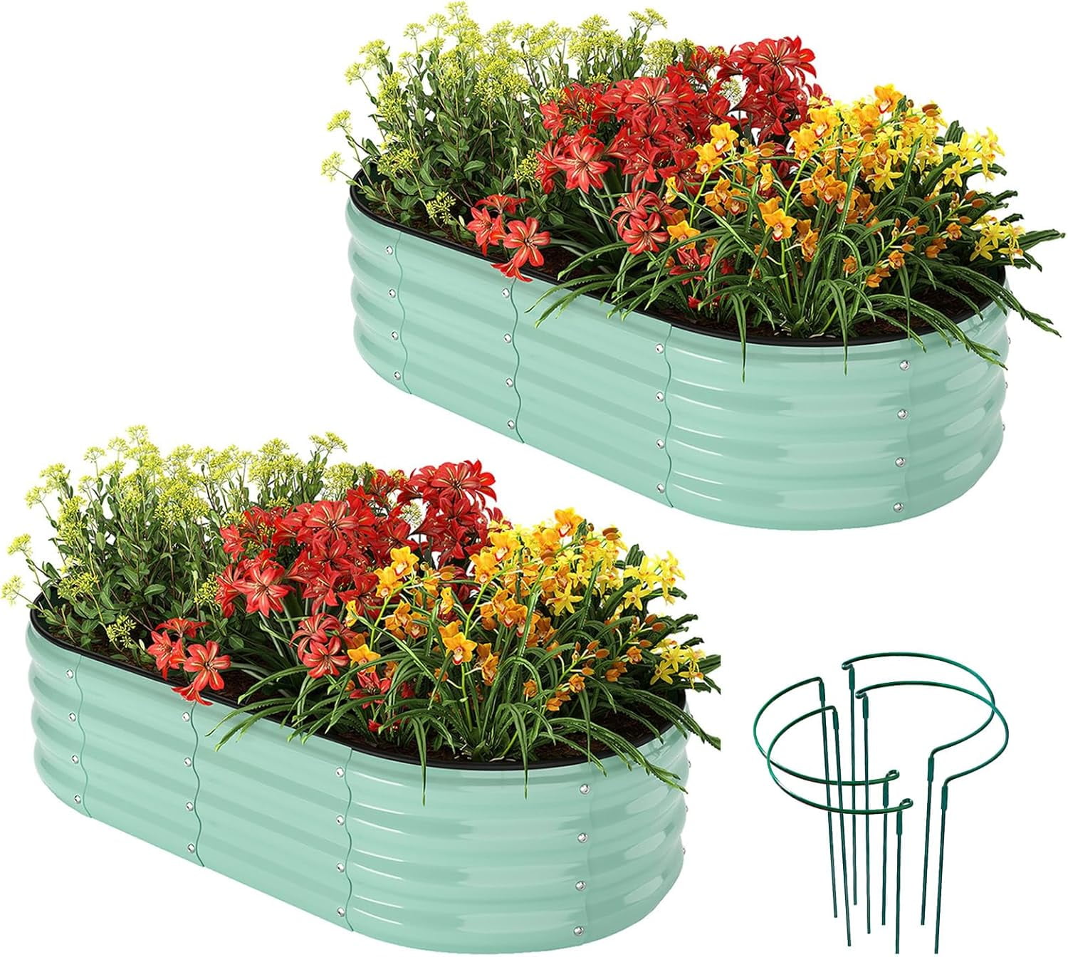 Galvanized Metal Planter Raised Garden Bed Kit for Gardening Outdoor ...