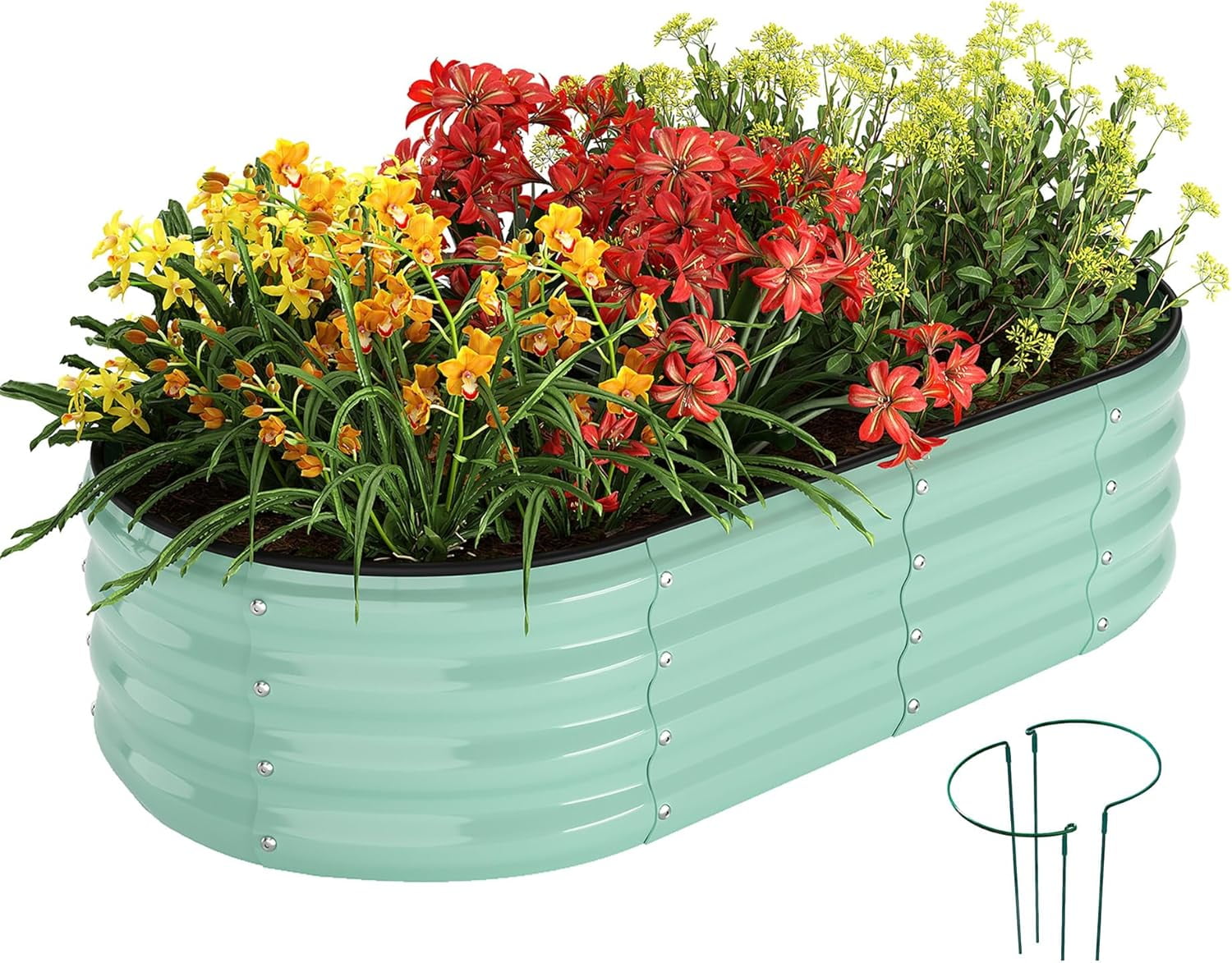 Galvanized Metal Planter Raised Garden Bed Kit for Gardening Outdoor ...