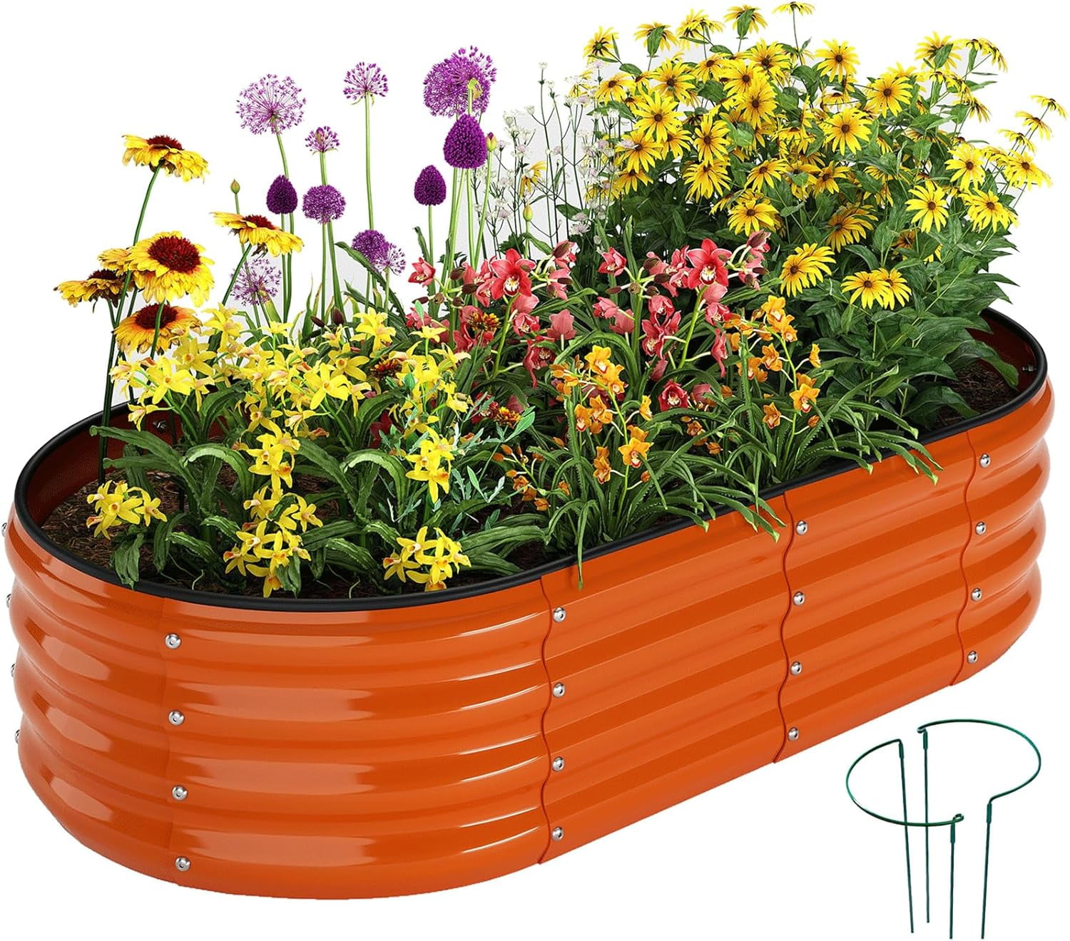 Galvanized Metal Planter Raised Garden Bed Kit for Gardening Outdoor ...