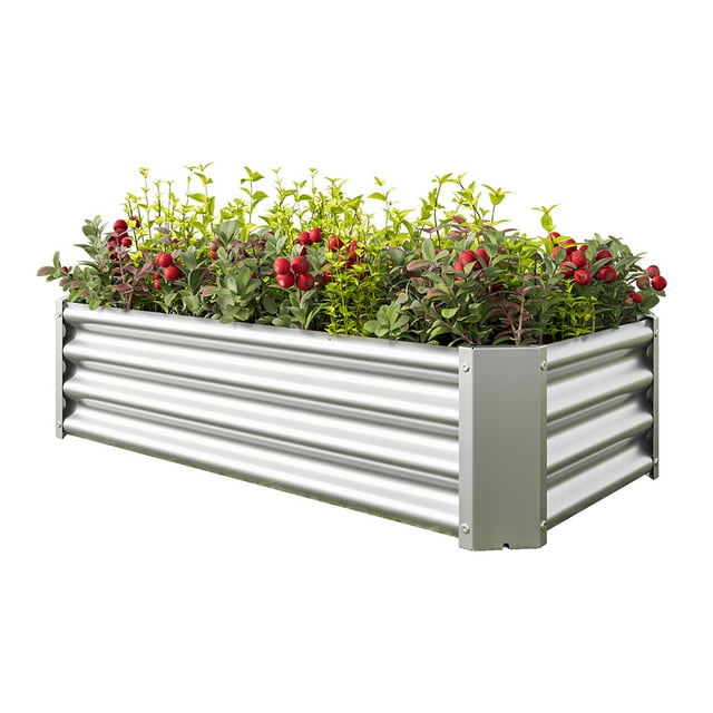 Galvanized Metal Planter Raised Garden Bed Kit for Gardening Outdoor ...