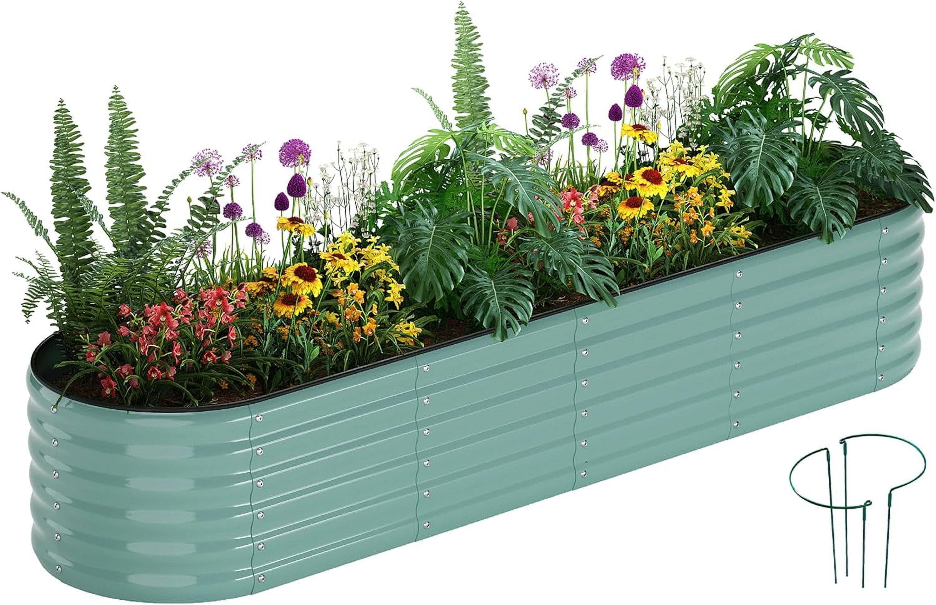 Galvanized Metal Planter Raised Garden Bed Kit for Gardening Outdoor ...