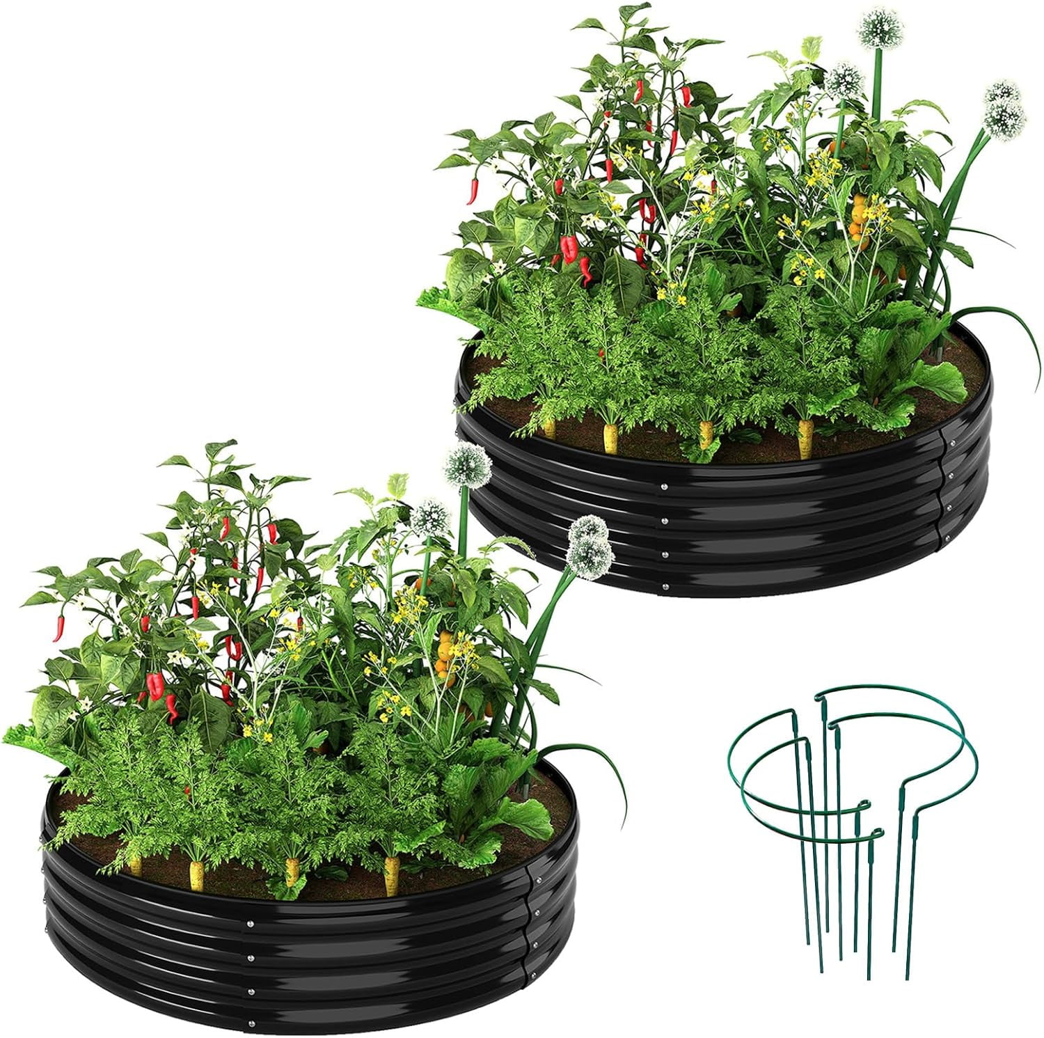 Galvanized Metal Planter Round Raised Garden Bed Kit for Gardening ...