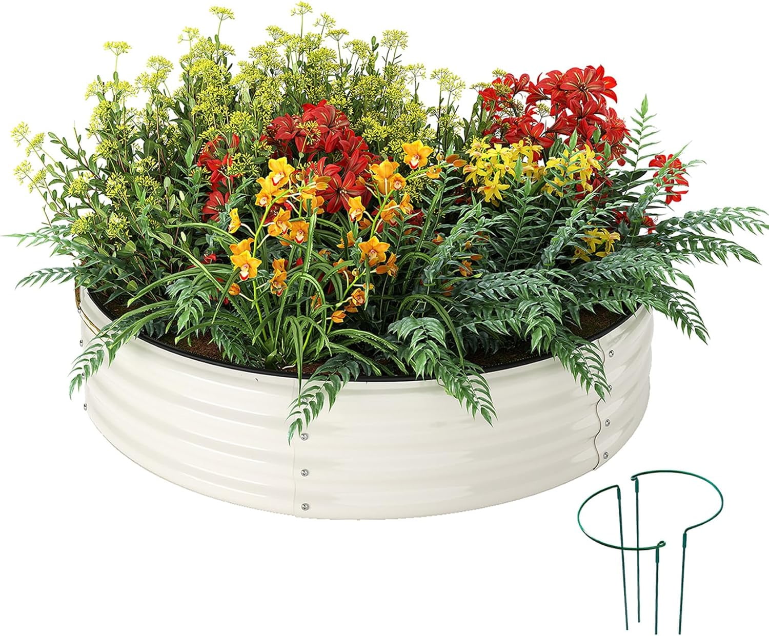 Galvanized Metal Planter Round Raised Garden Bed Kit for Gardening ...