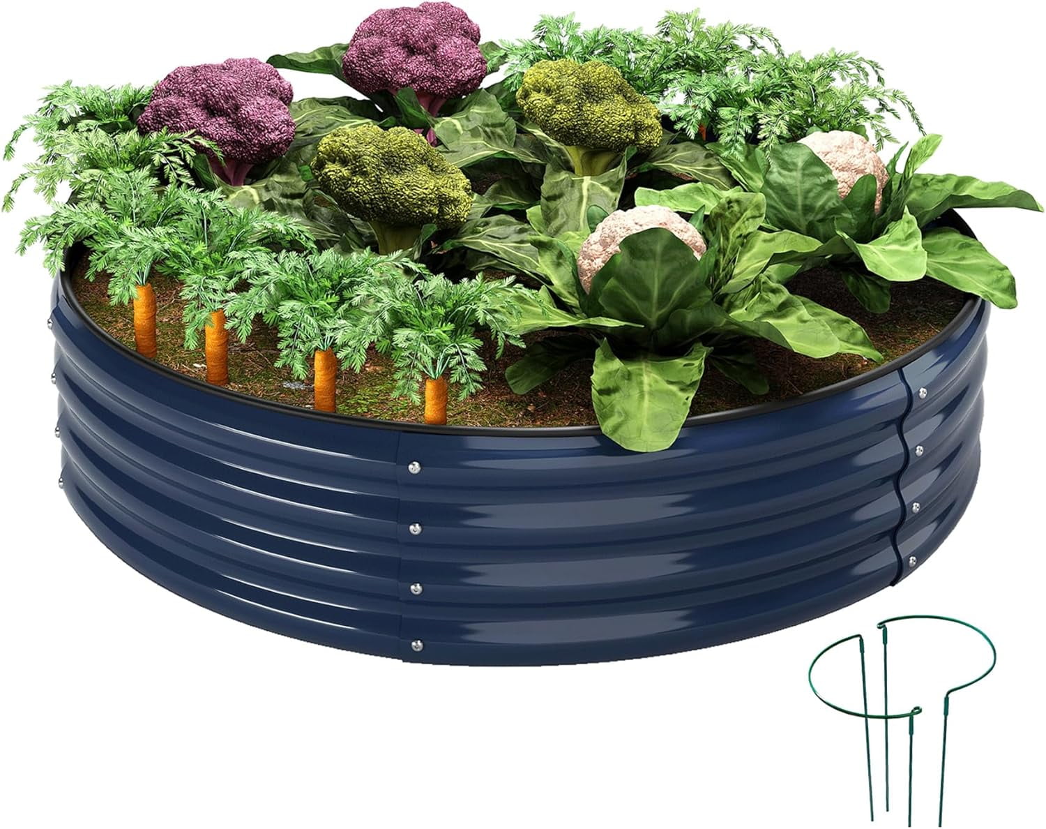 Galvanized Metal Planter Round Raised Garden Bed Kit for Gardening ...