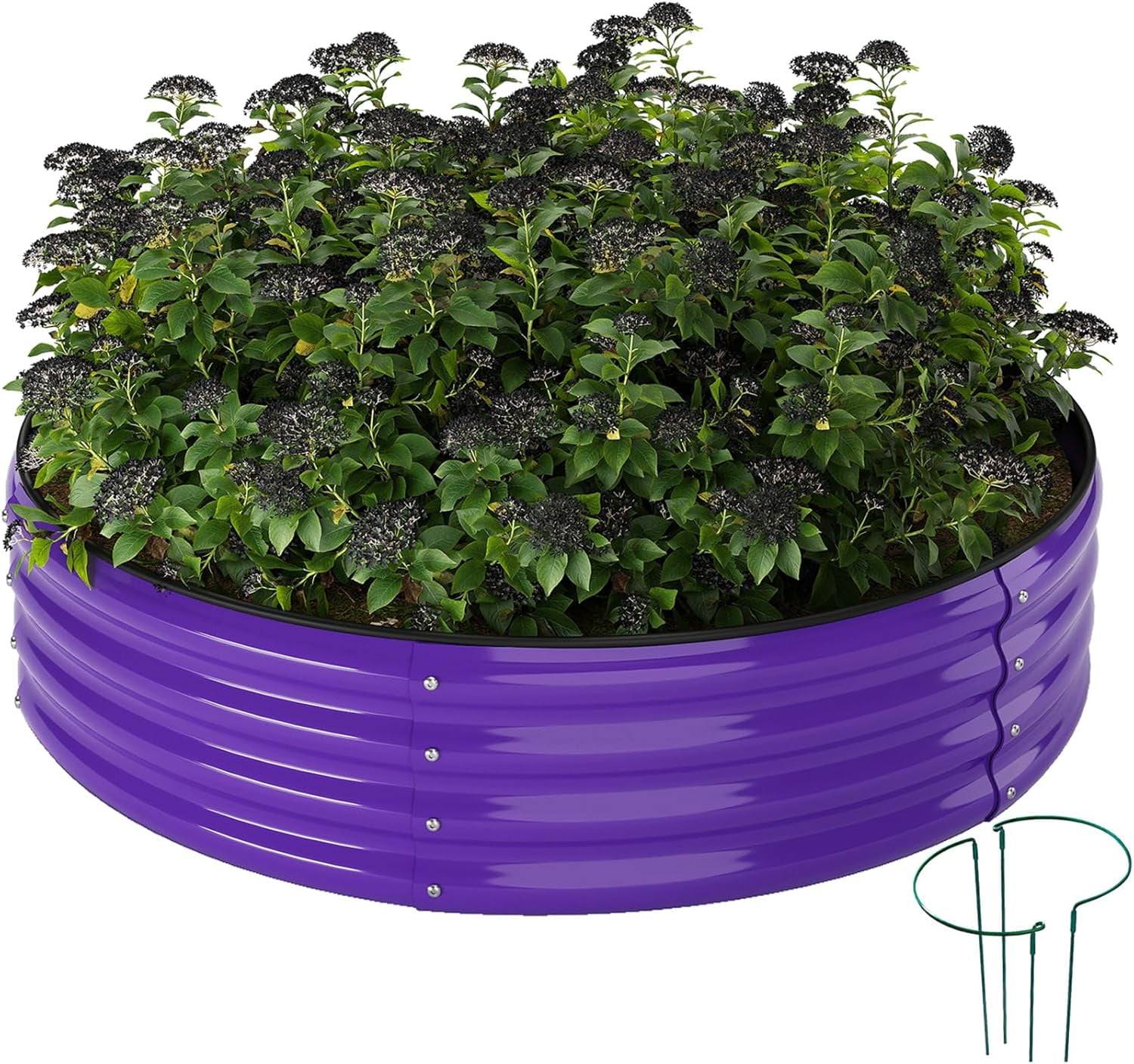 Galvanized Metal Planter Round Raised Garden Bed Kit for Gardening ...