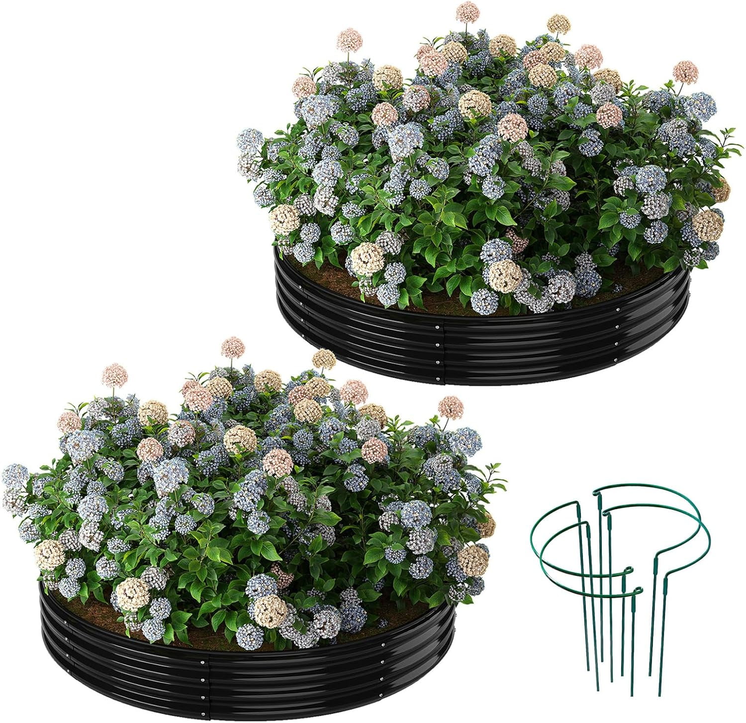 Galvanized Metal Planter Round Raised Garden Bed Kit for Gardening ...