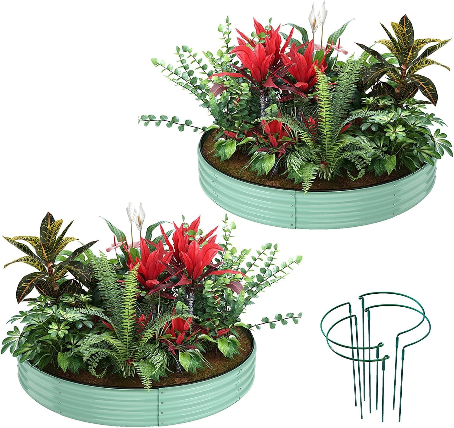 Galvanized Metal Planter Round Raised Garden Bed Kit for Gardening ...