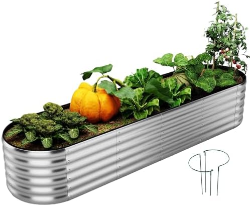 Galvanized Metal Planter Round Raised Garden Bed Kit for Gardening ...