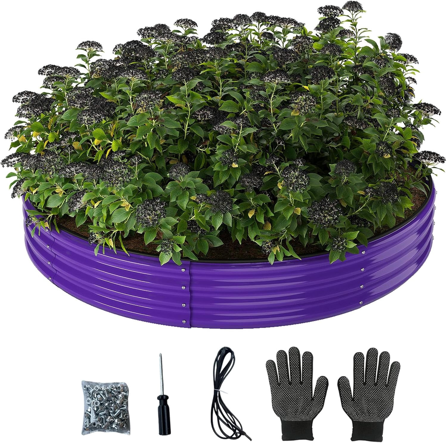Galvanized Metal Planter Round Raised Garden Bed Kit for Gardening ...