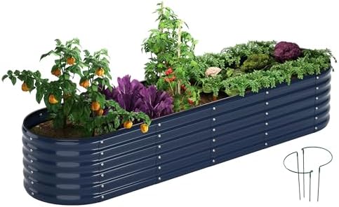Galvanized Metal Planter Round Raised Garden Bed Kit for Gardening ...