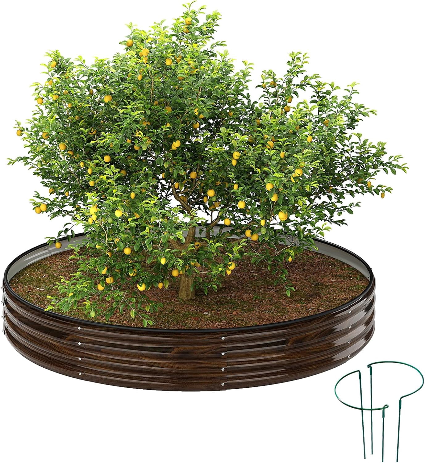Galvanized Metal Planter Round Raised Garden Bed Kit for Gardening ...