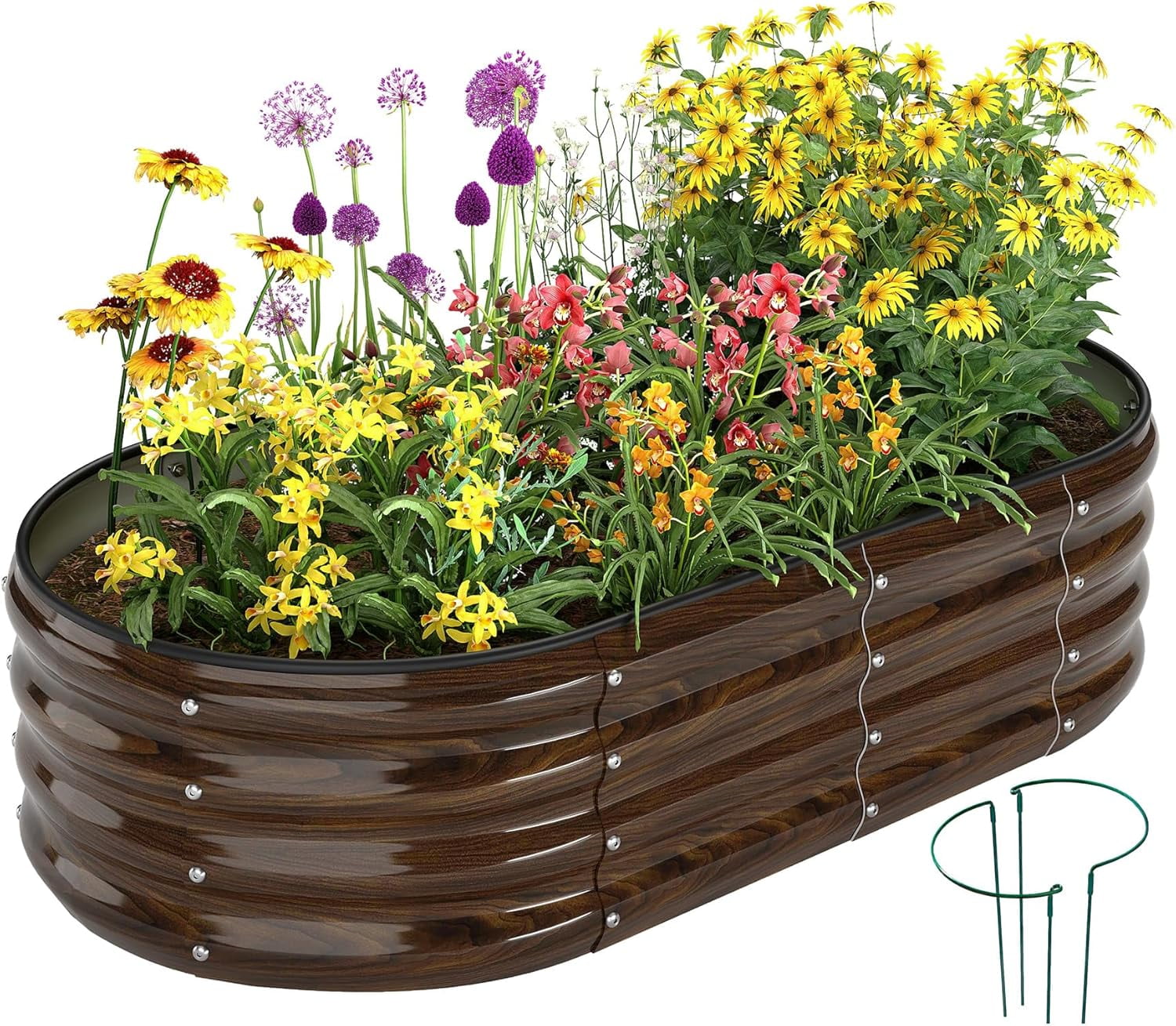 Galvanized Metal Raised Garden Bed Kit for Gardening Outdoor Planter ...