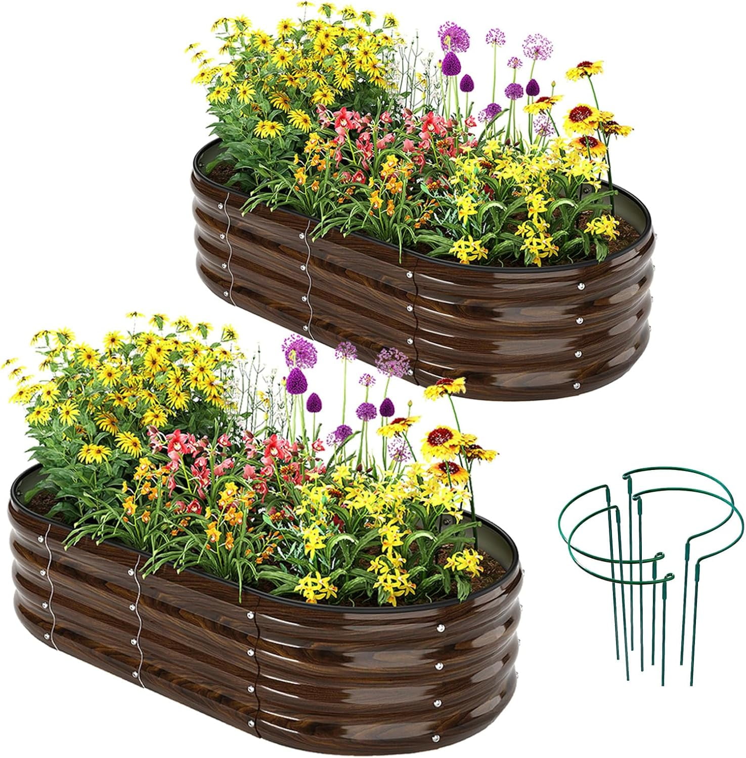 Galvanized Metal Raised Garden Bed Kit for Gardening Outdoor Planter ...