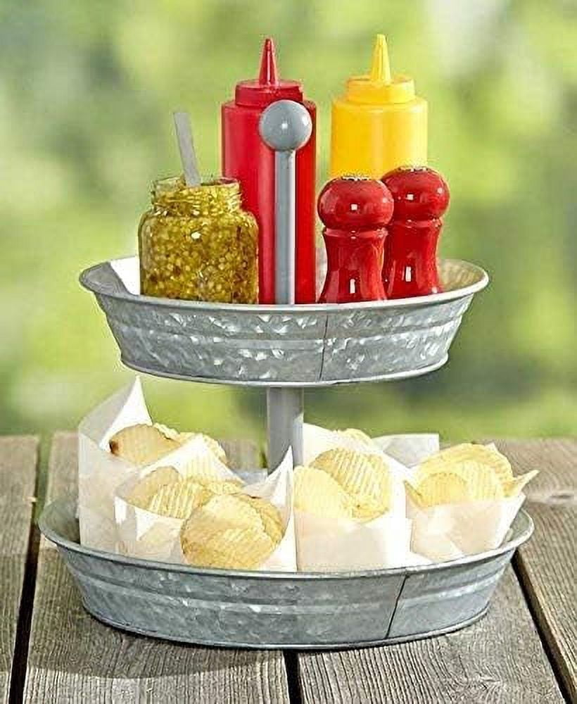Galvanized Metal Serving Tray with Metal Center Dowel - Walmart.com