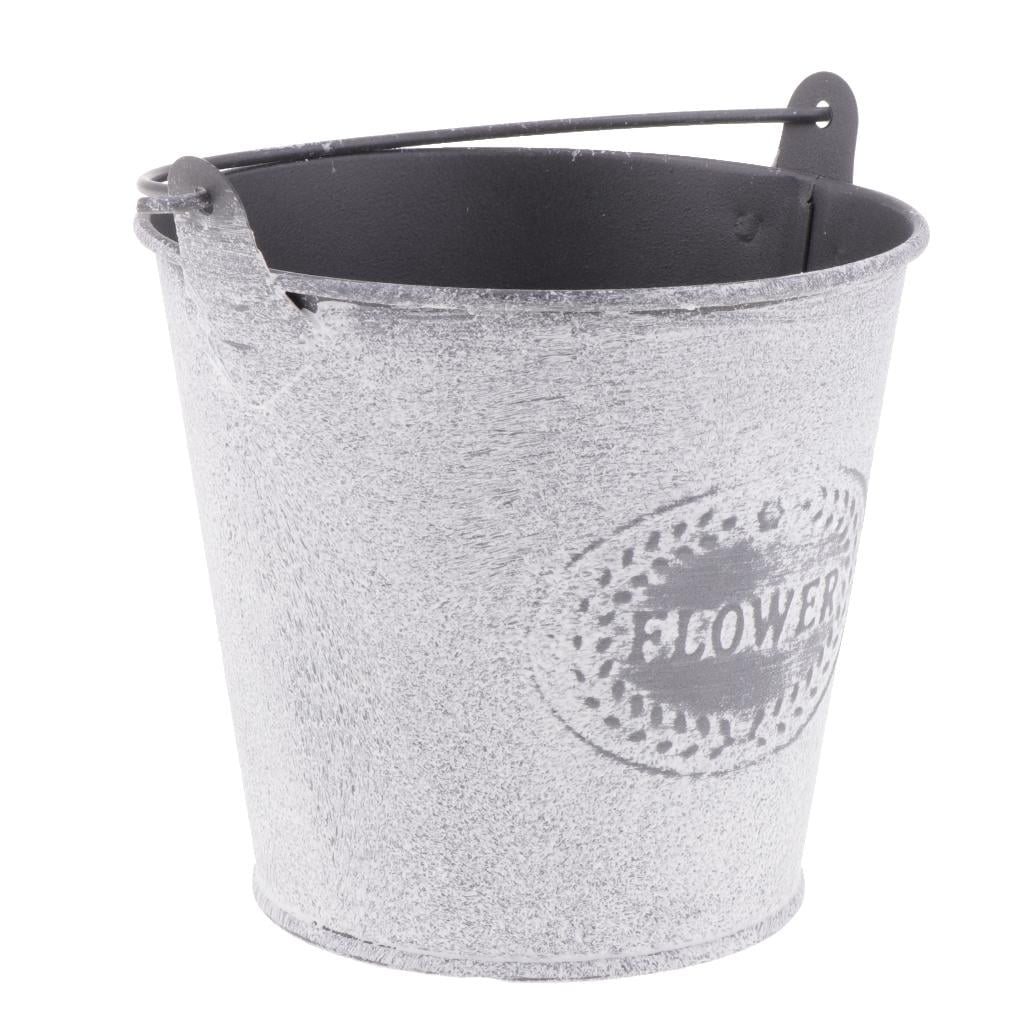 Galvanized Metal Storage Buckets Retro Rustic for Countertop Balcony ...