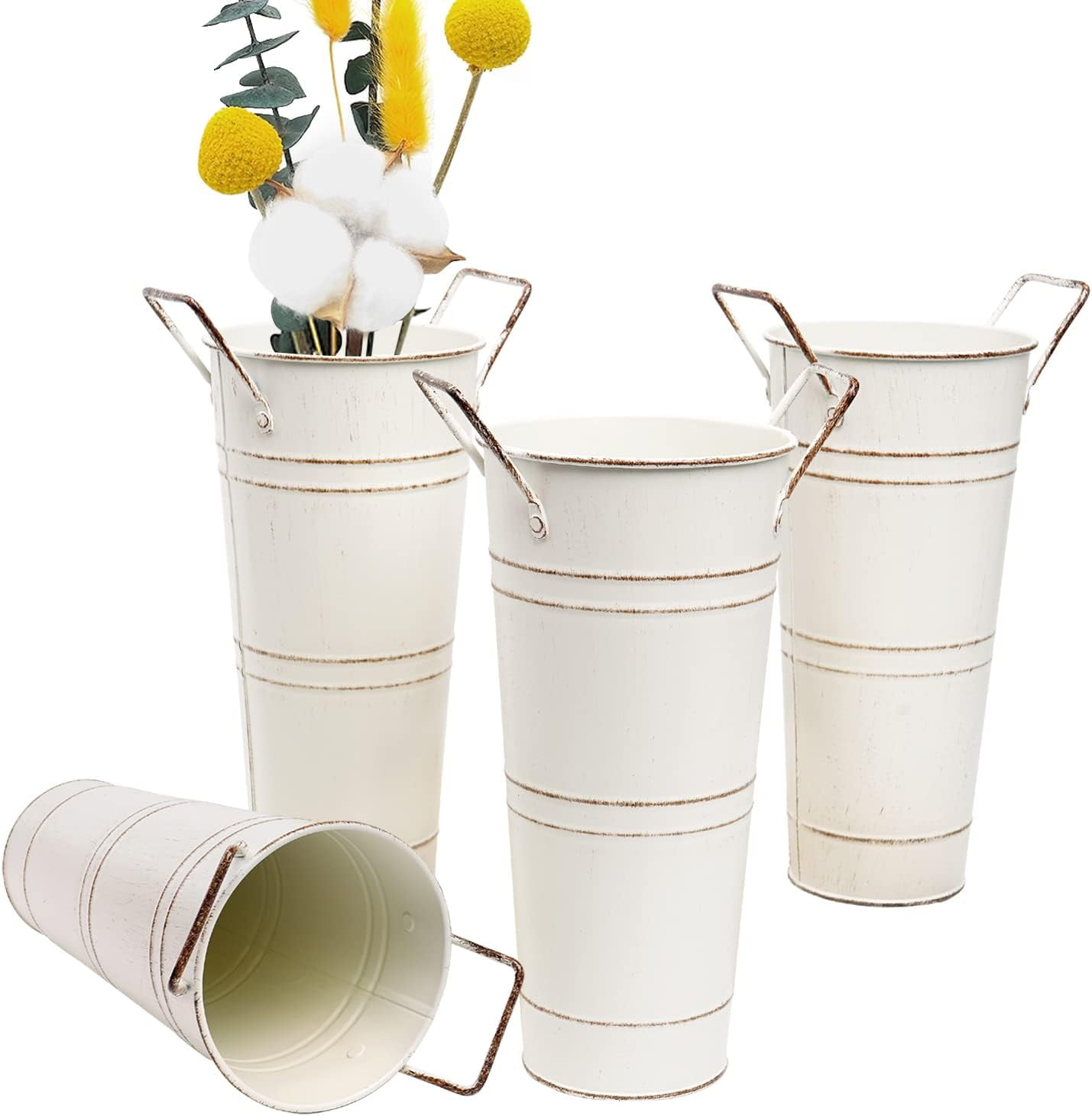 Galvanized Metal Vases Farmhouse French Flower Bucket Vases for Cut ...