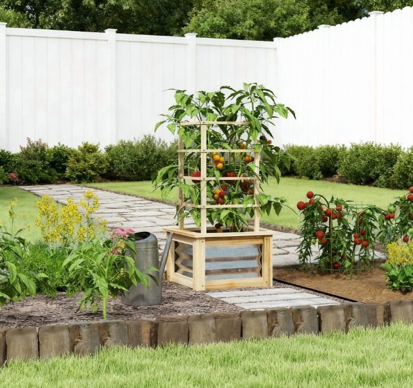 Galvanized Planter Box Elevated Garden Bed, Wooden Raised Garden Bed ...