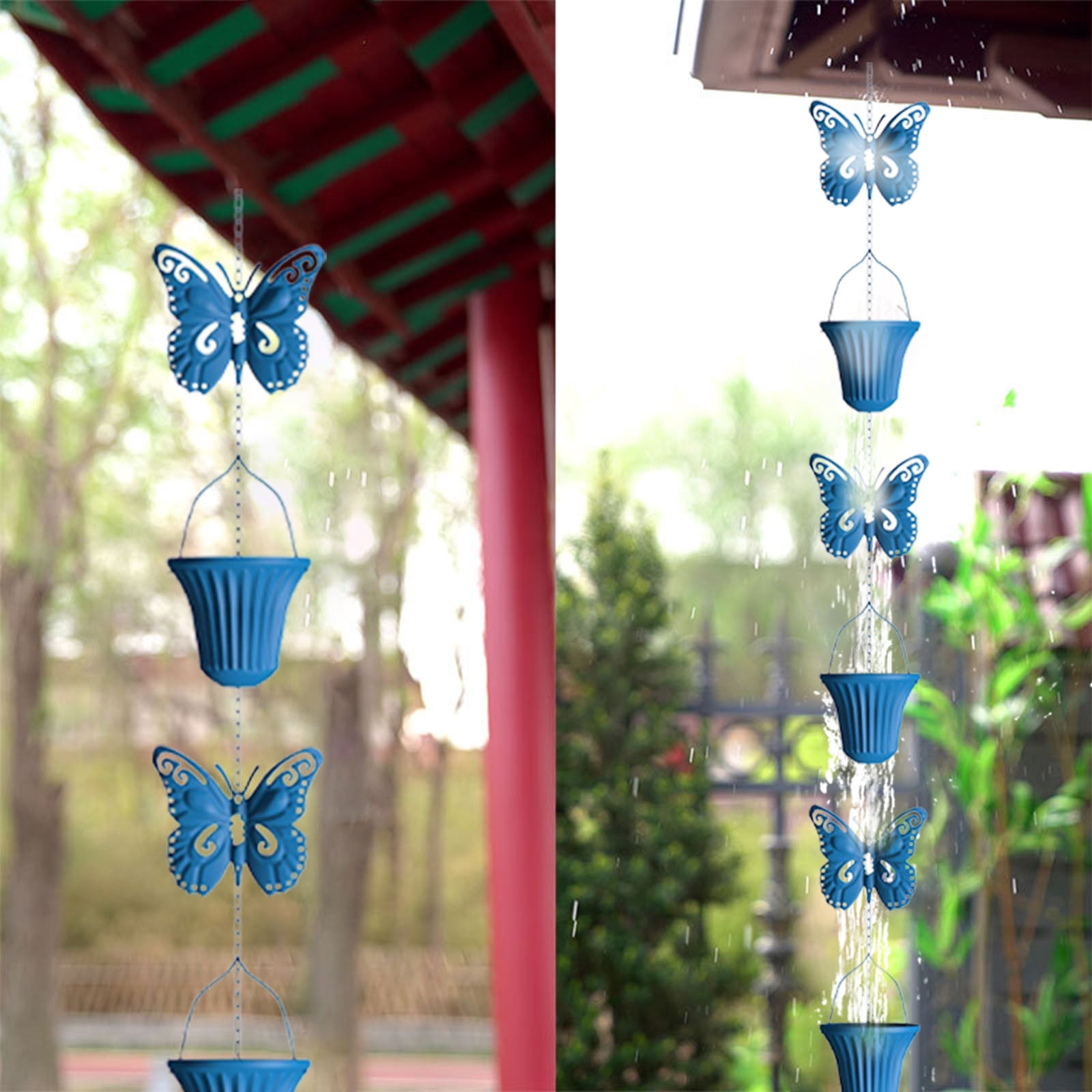 Galvanized Rain Chain Gutter Downspout Catcher, Decorative Garden Rain ...