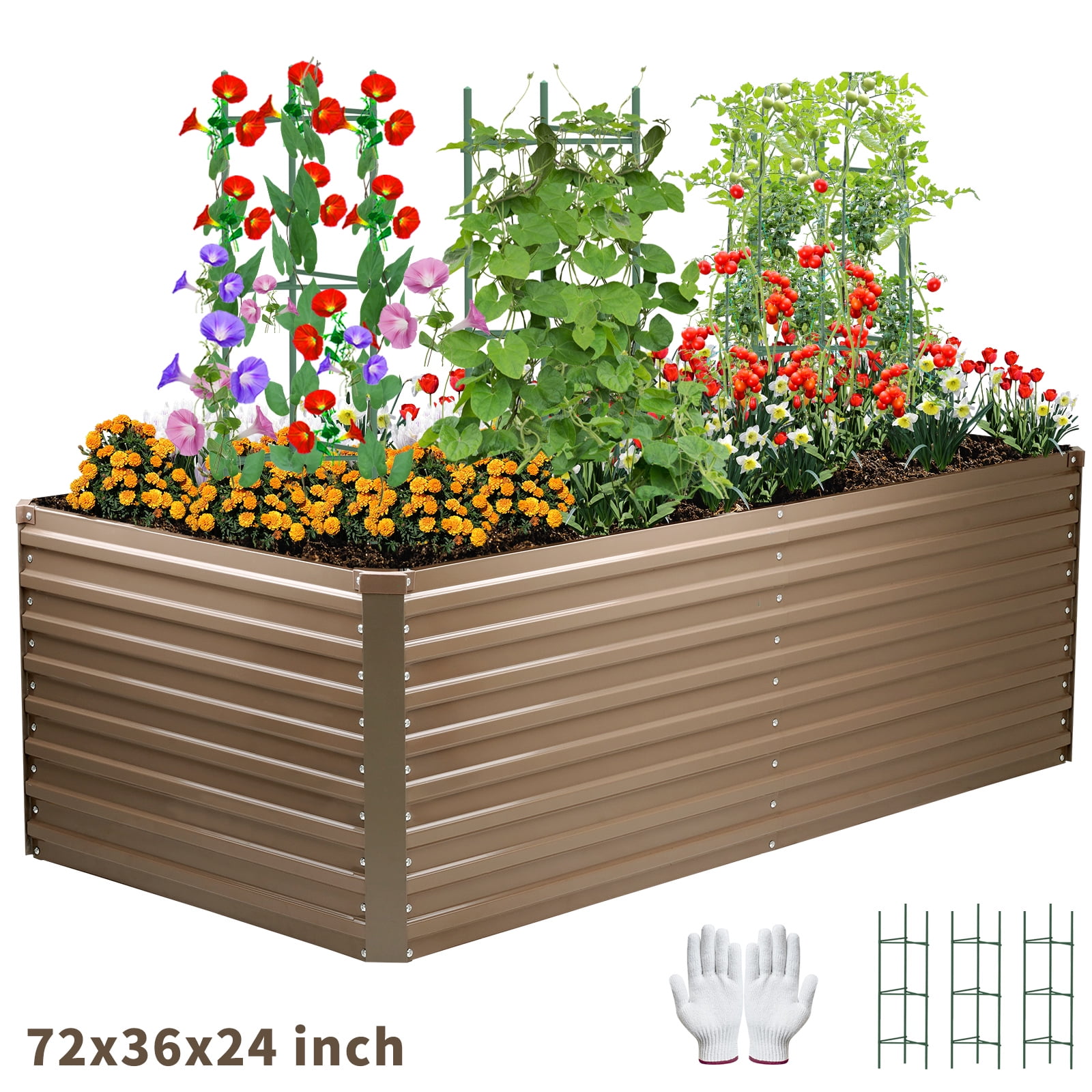 Galvanized Raised Deep Garden Bed 6x3x2 ft Steel Rust-Resistant Planter ...