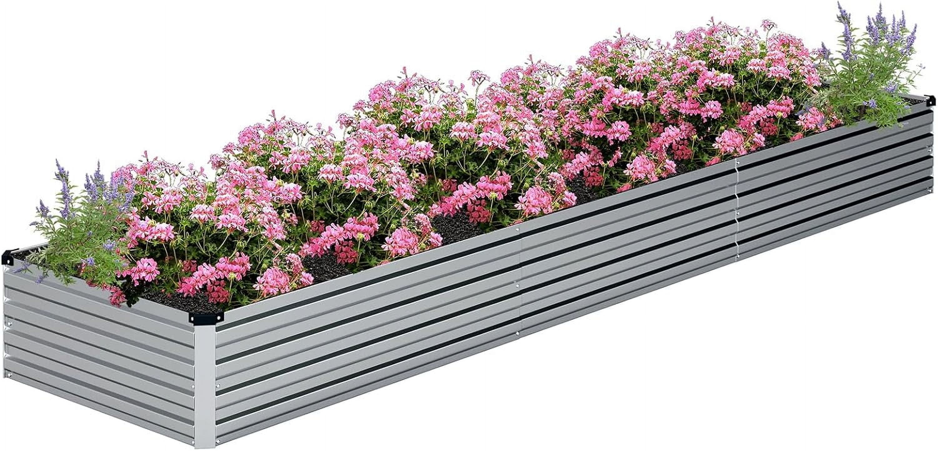 Galvanized Raised Garden Bed,12×4×1FT Metal Planting Box for Outdoor ...