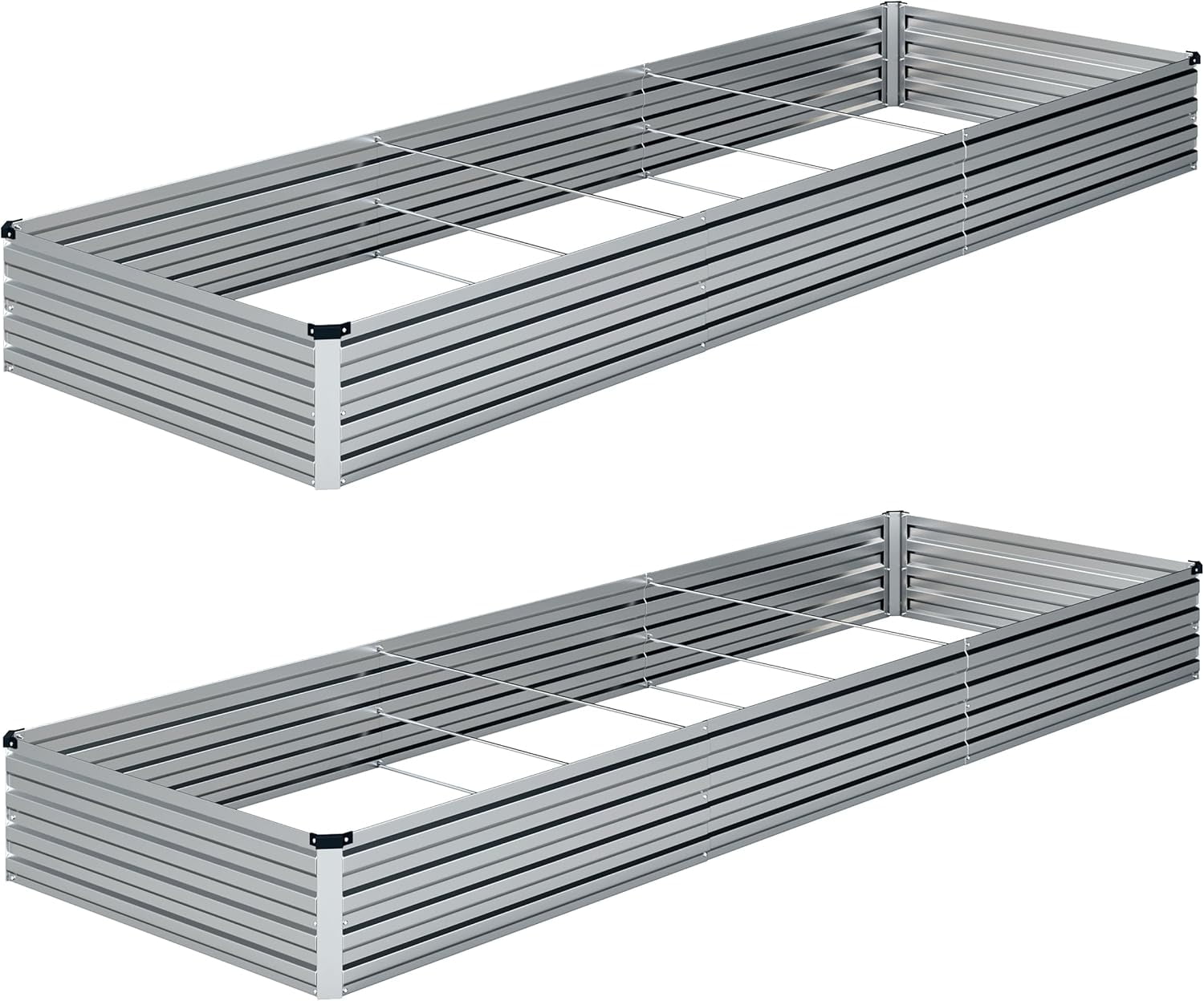 Galvanized Raised Garden Bed,2 Pcs 10×3×1FT Metal Planting Box for Outdoor Vegetable, Herb ...