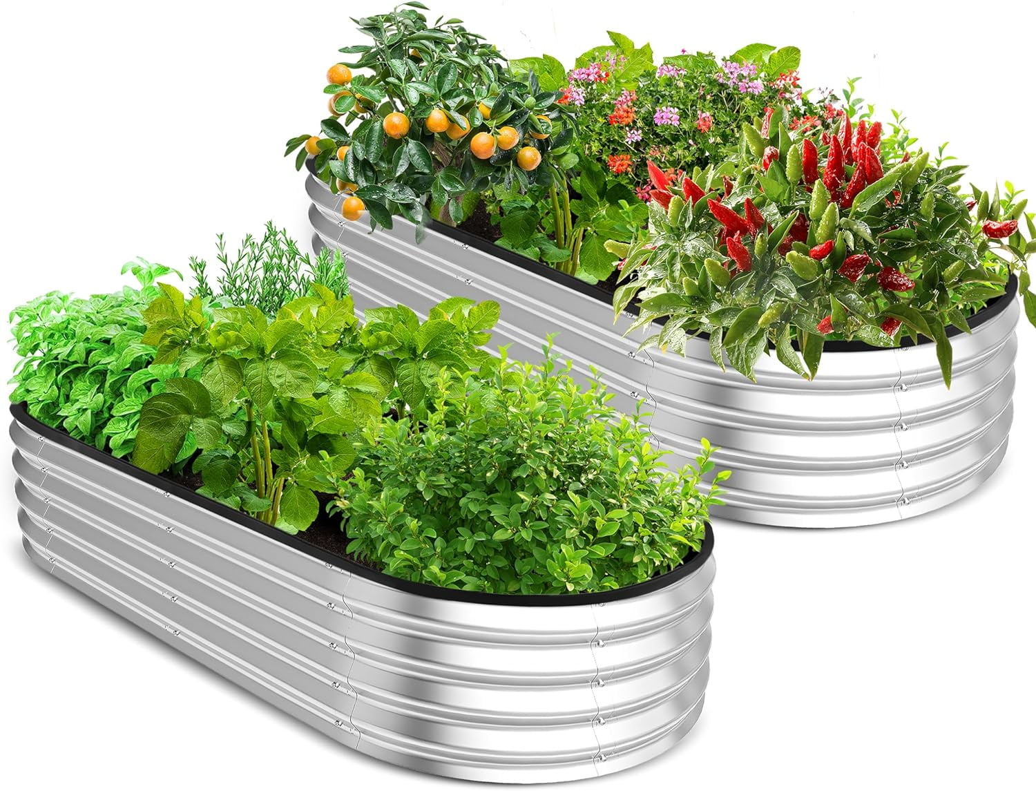 Galvanized Raised Garden Bed, 4 by 2 feet Lightweight Planter Boxes ...