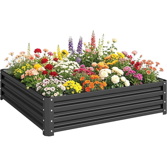 Galvanized Raised Garden Bed, 4' x 4' x 1' Metal Planter Box, for ...