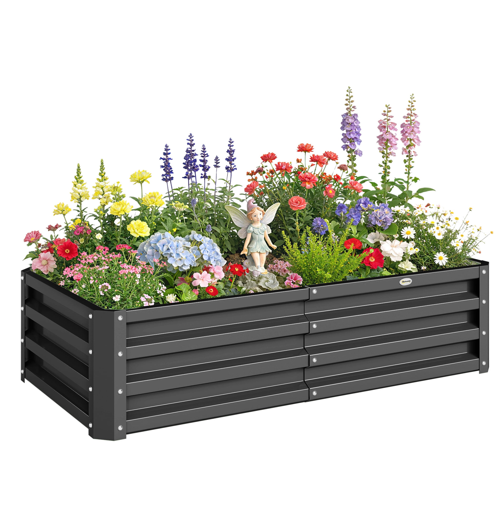 Galvanized Raised Garden Bed 4x2x1ft, Metal Planter Box for Vegetables ...