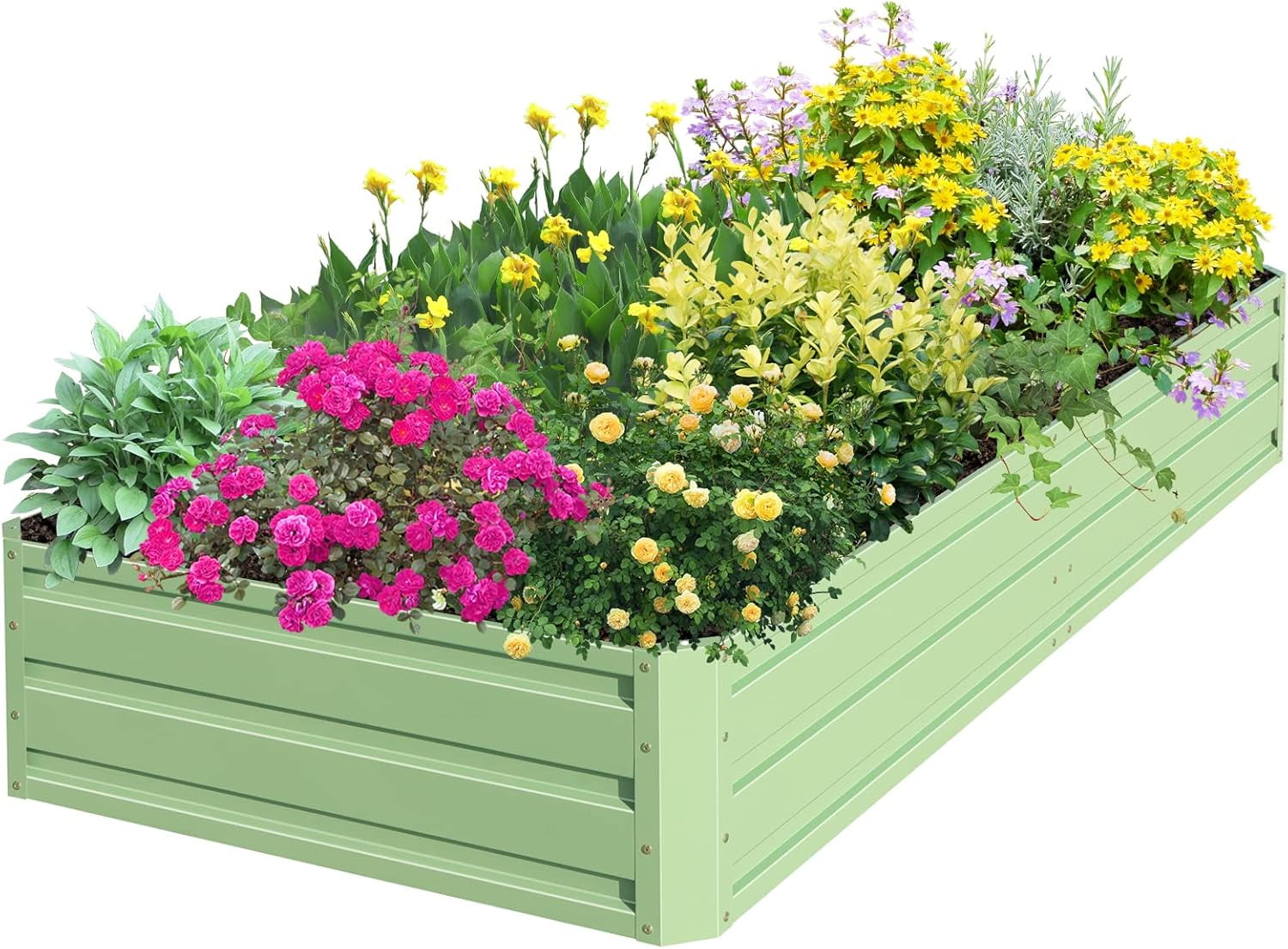 Galvanized Raised Garden Bed 6x3x1FT Outdoor Large Metal Planter Box ...