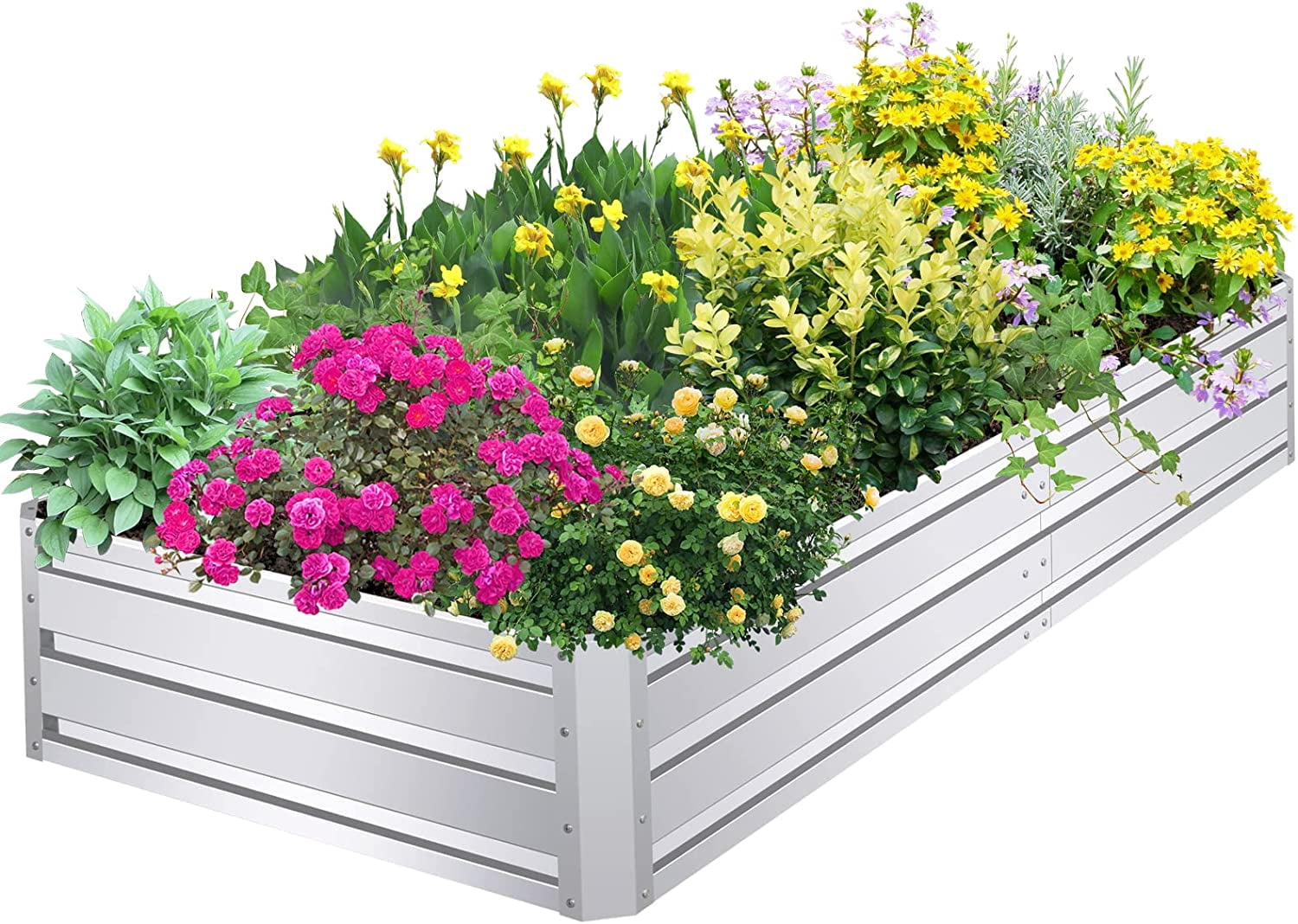 Galvanized Raised Garden Bed 6x3x1FT Outdoor Large Metal Planter Box ...