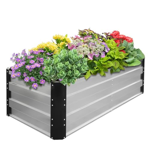 Galvanized Raised Garden Bed 6x3x2 Ft Outdoor Garden Planter Boxes ...