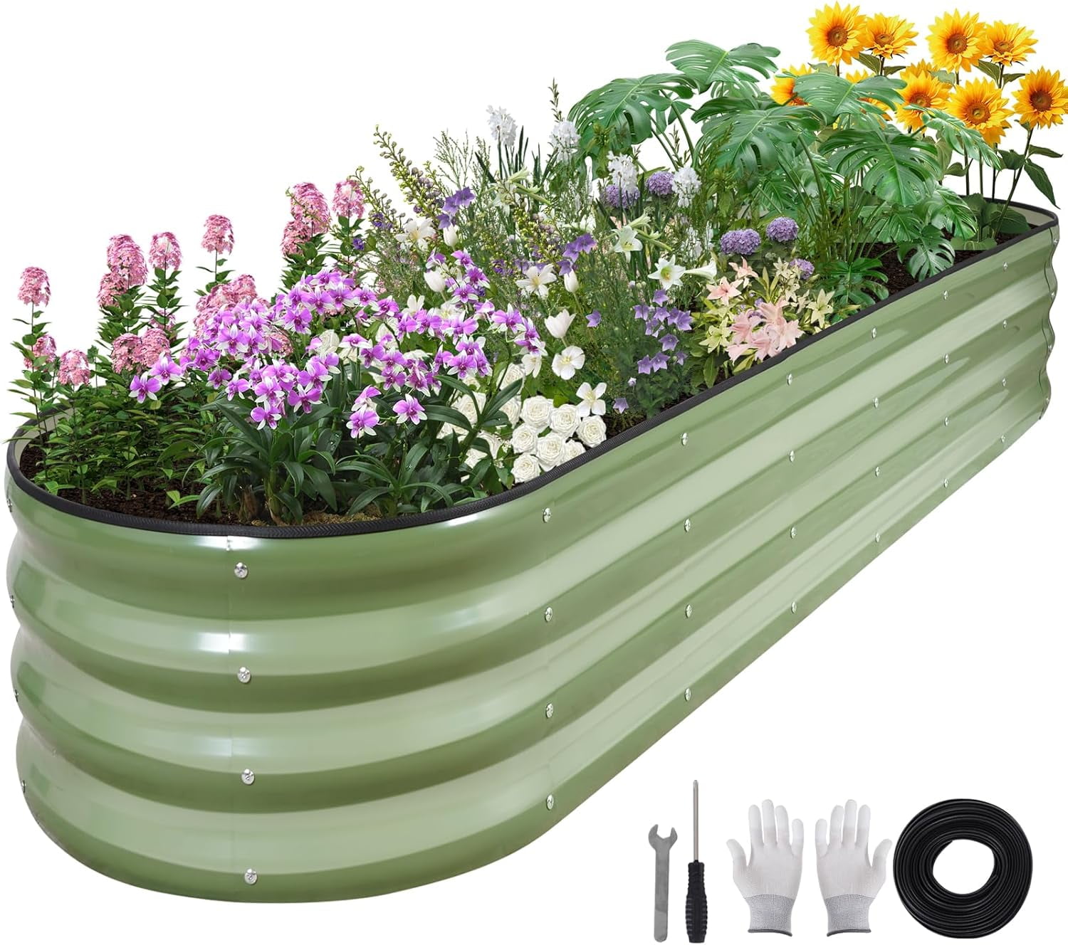 Galvanized Raised Garden Bed - 8×2×1ft Planter Raised Beds for ...