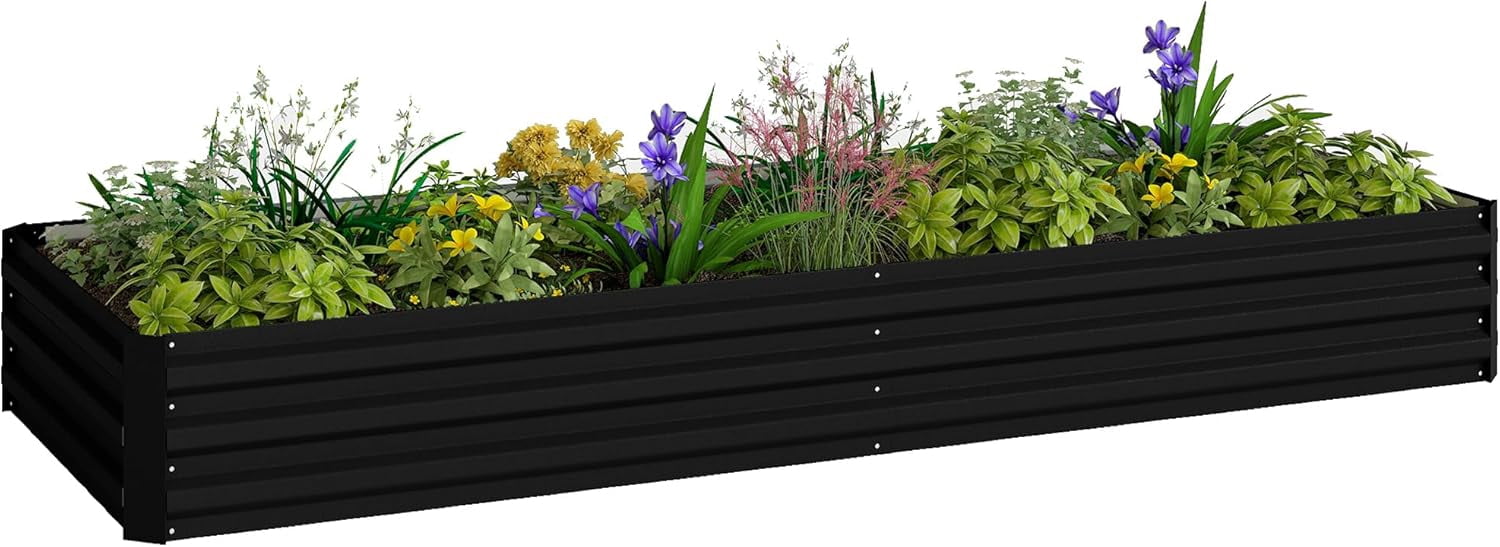 Galvanized Raised Garden Bed, 8' x 3' x 1' Metal Planter Box, for ...