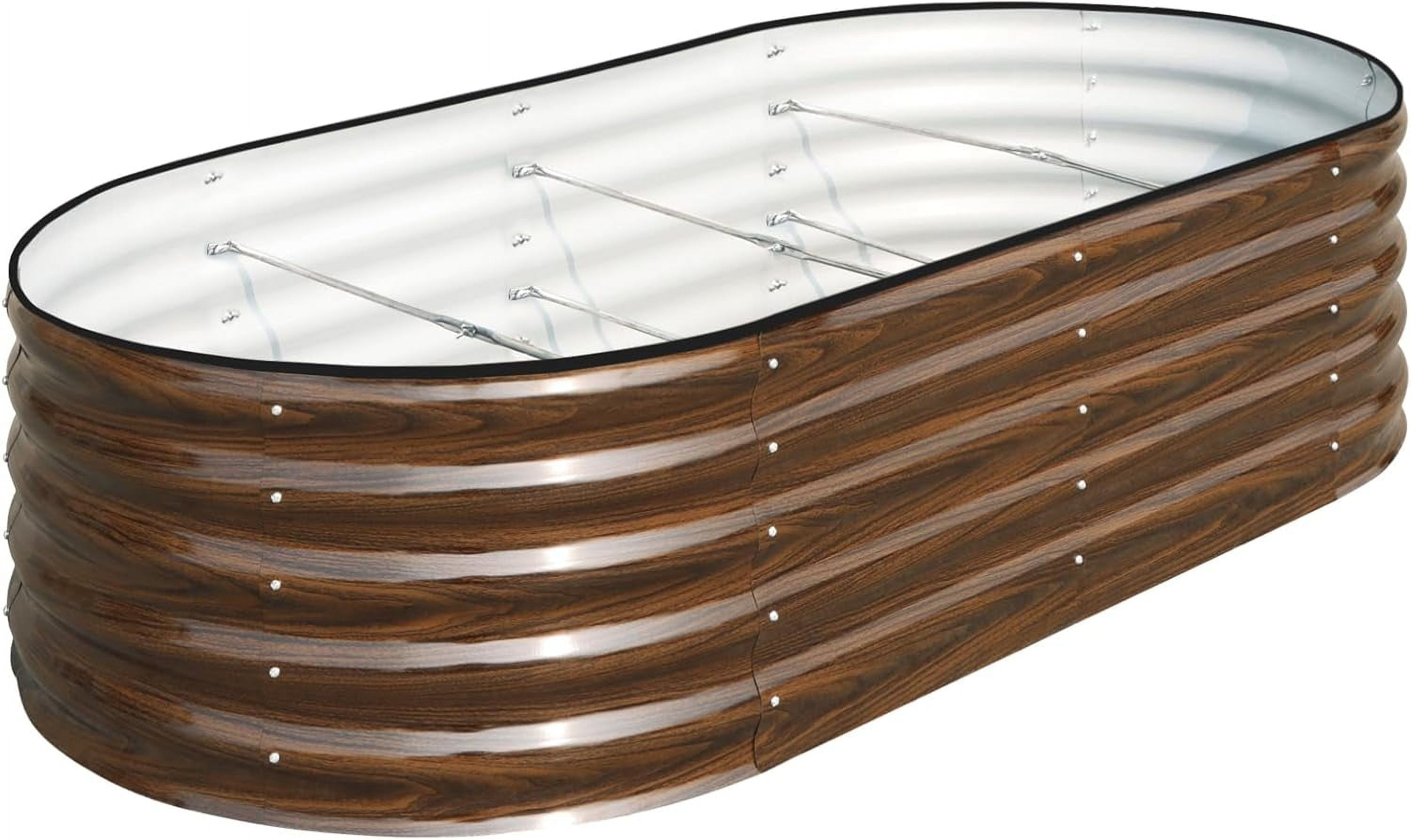 Galvanized Raised Garden Bed 8x4x1.5ft Oval Metal Planter Box Outdoor ...