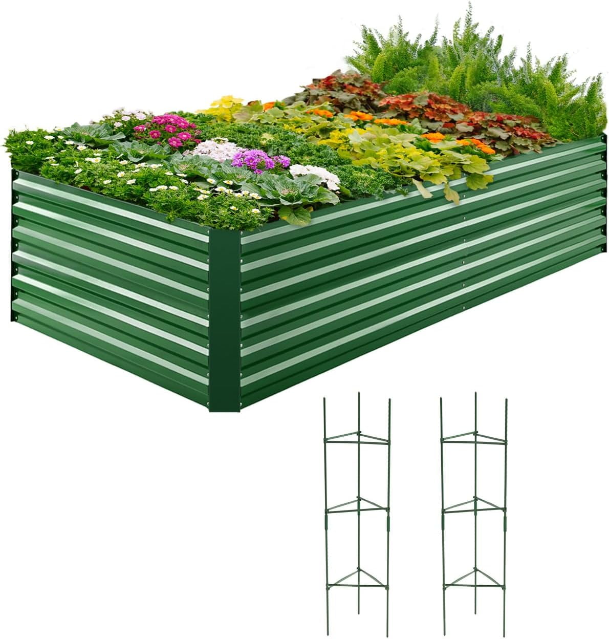 Galvanized Raised Garden Bed 8x4x2 Ft Tall Metal Planter Box for ...