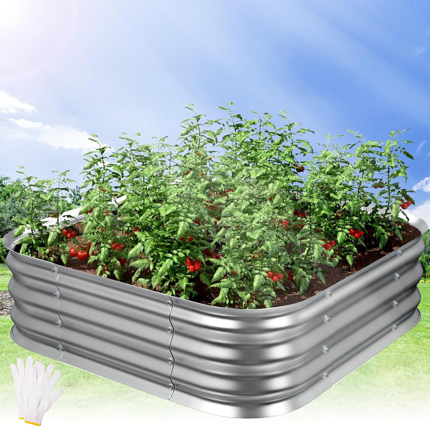 Galvanized Raised Garden Bed for Gardening - 48x48x11in Large Thickened ...
