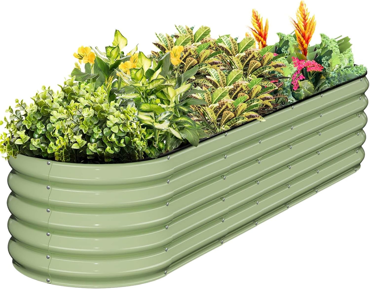Galvanized Raised Garden Bed Kit,18" Tall 7-in-1 Outdoor Metal Planter ...