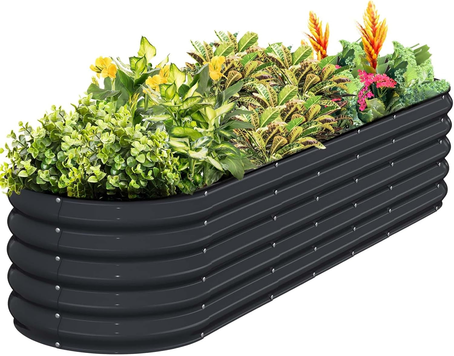 Galvanized Raised Garden Bed Kit,18" Tall 7-in-1 Outdoor Metal Planter ...