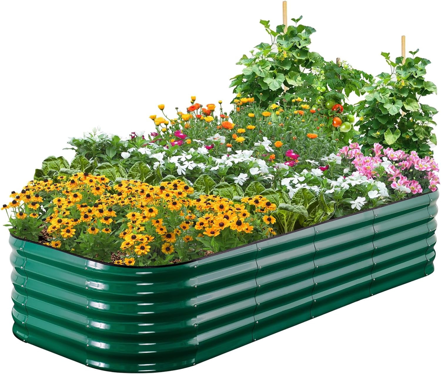 Galvanized Raised Garden Bed Kit, 6x3x1.5 ft Oval Metal Planter Box ...