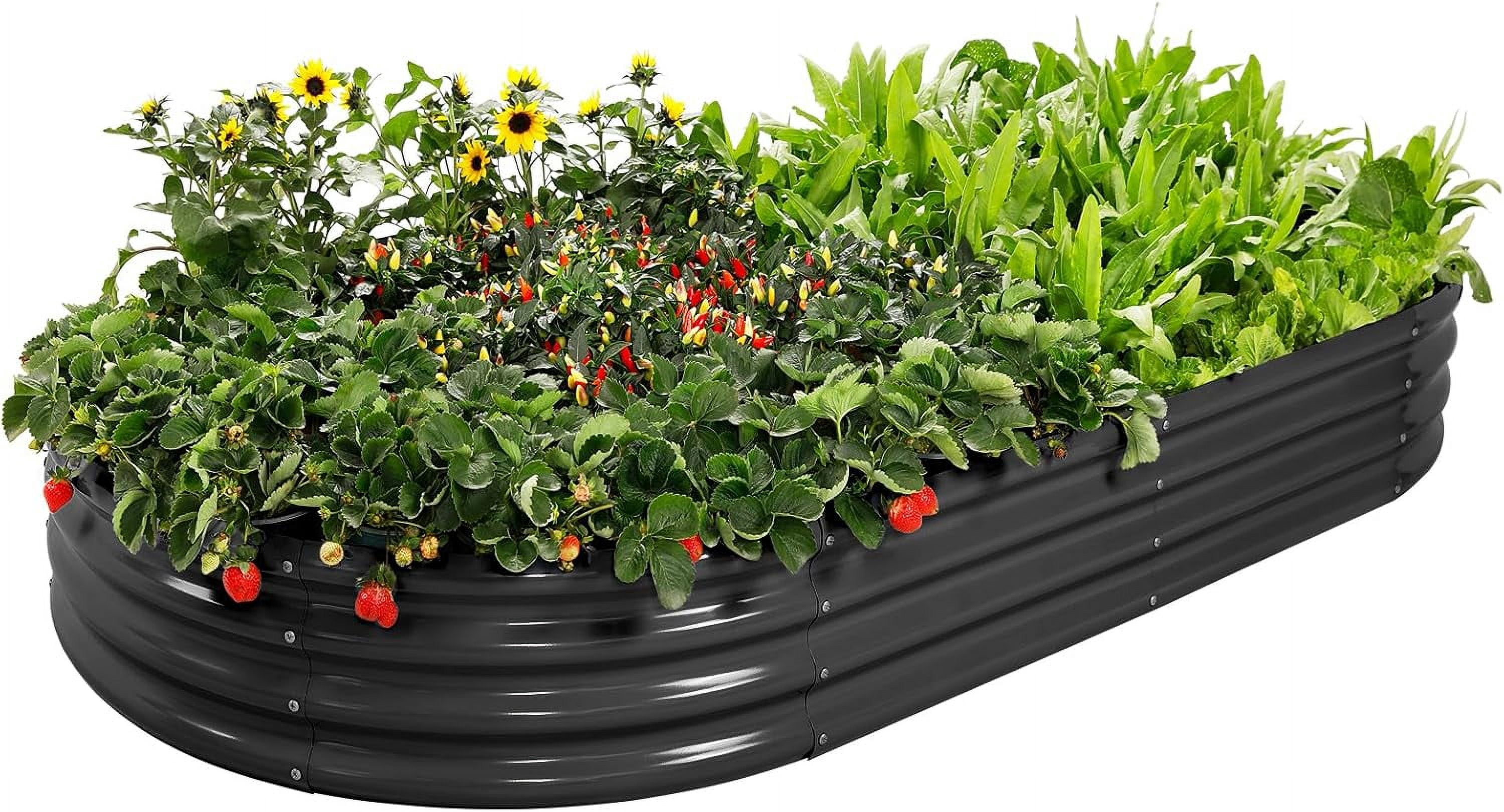Galvanized Raised Garden Bed Kit, Oval Large Metal Planter Box, Sturdy ...