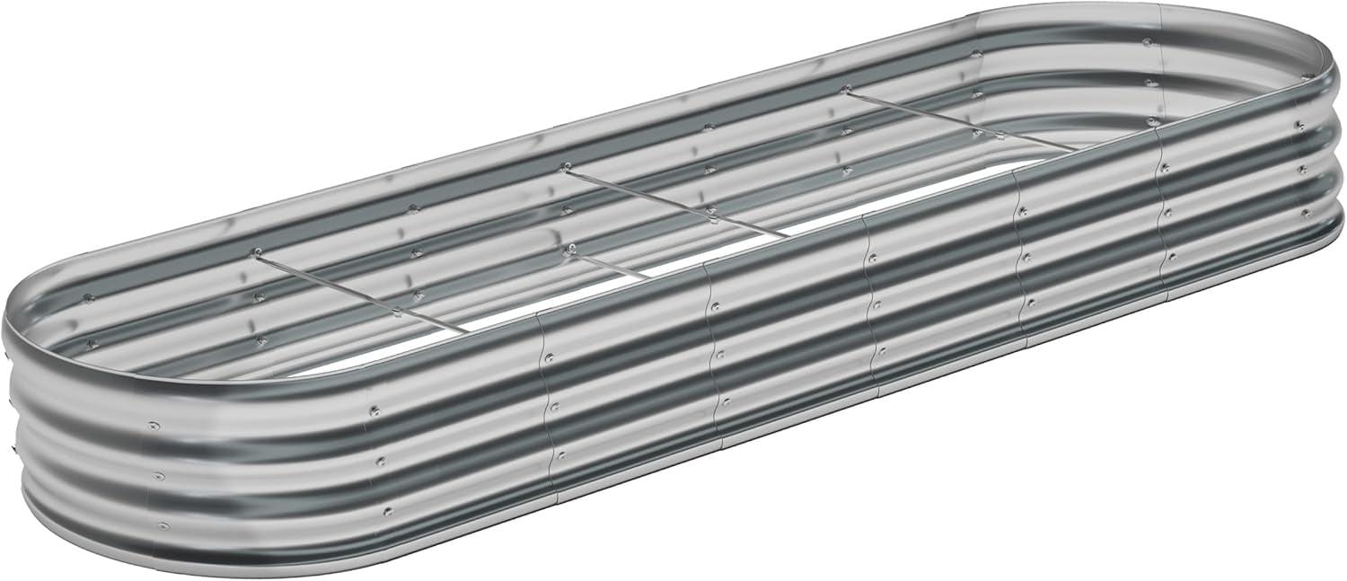 Galvanized Raised Garden Bed Kit,Vegetable Boxes-Oval Metal Flower Box ...