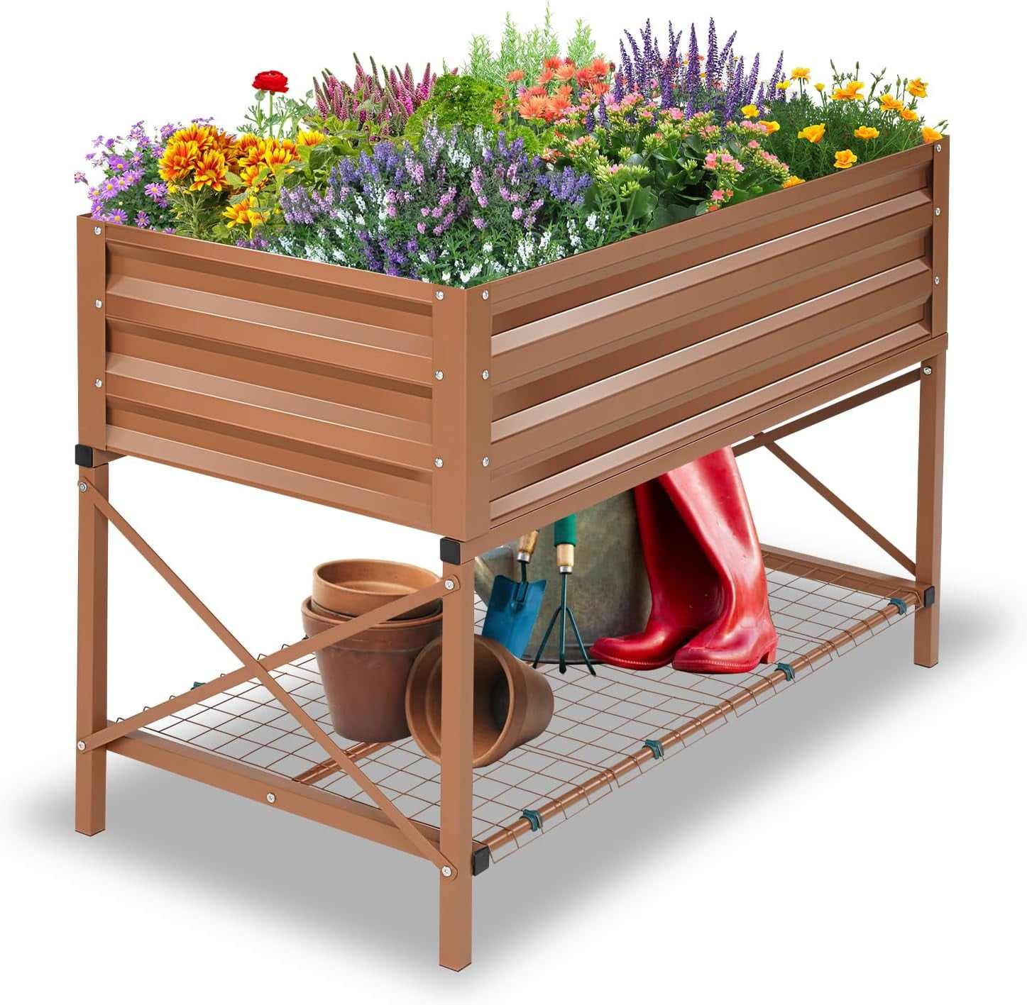 Galvanized Raised Garden Bed with Legs, 43×20×30in Large Metal Elevated ...