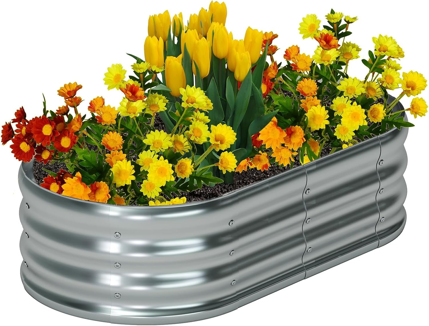 Galvanized Raised Garden Bed Metal Oval Raised Garden Beds Outdoor ...