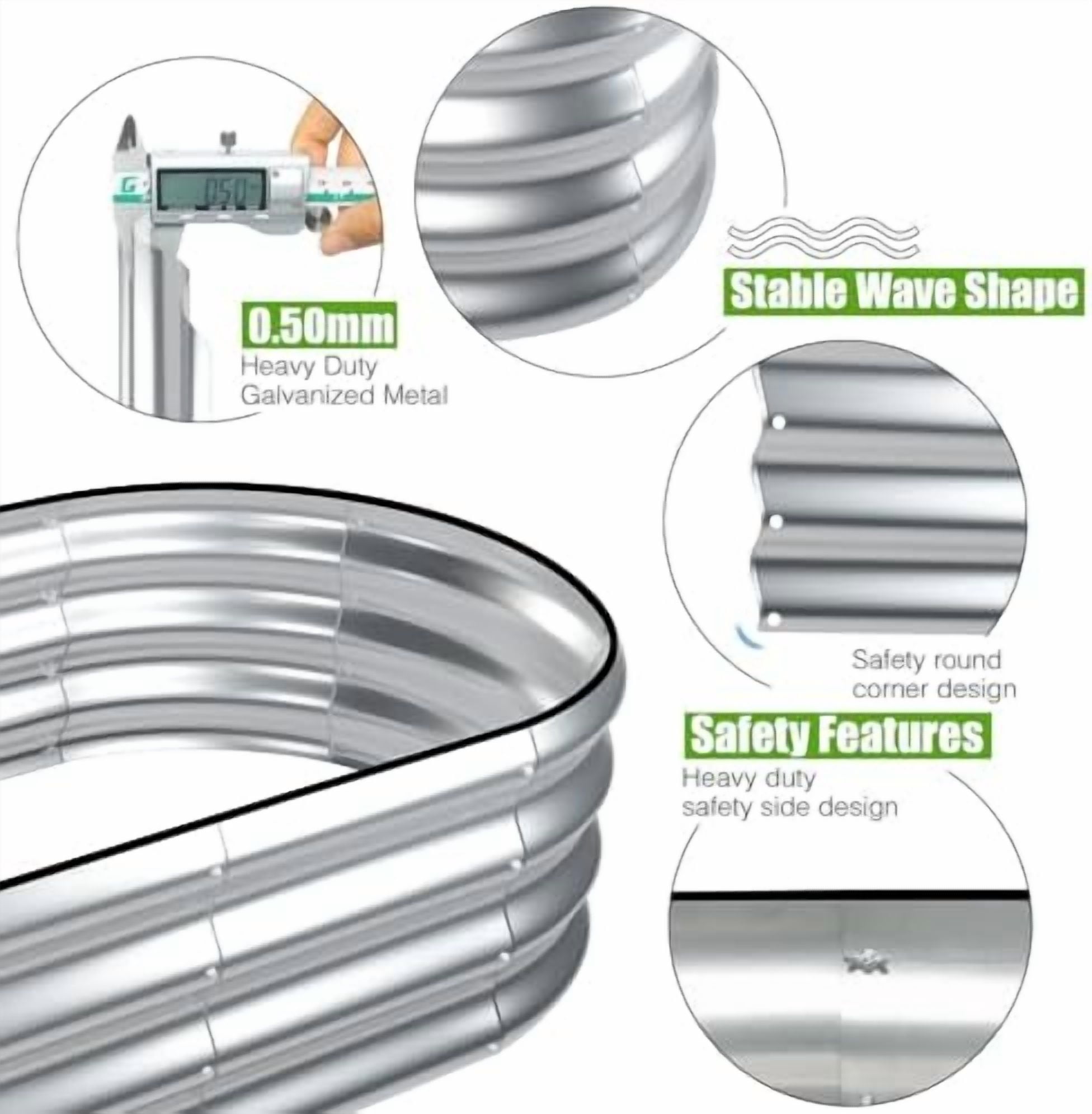 Galvanized Raised Garden Bed Outdoor, 2 Pcs 4x2x1ft Oval Metal Planter ...