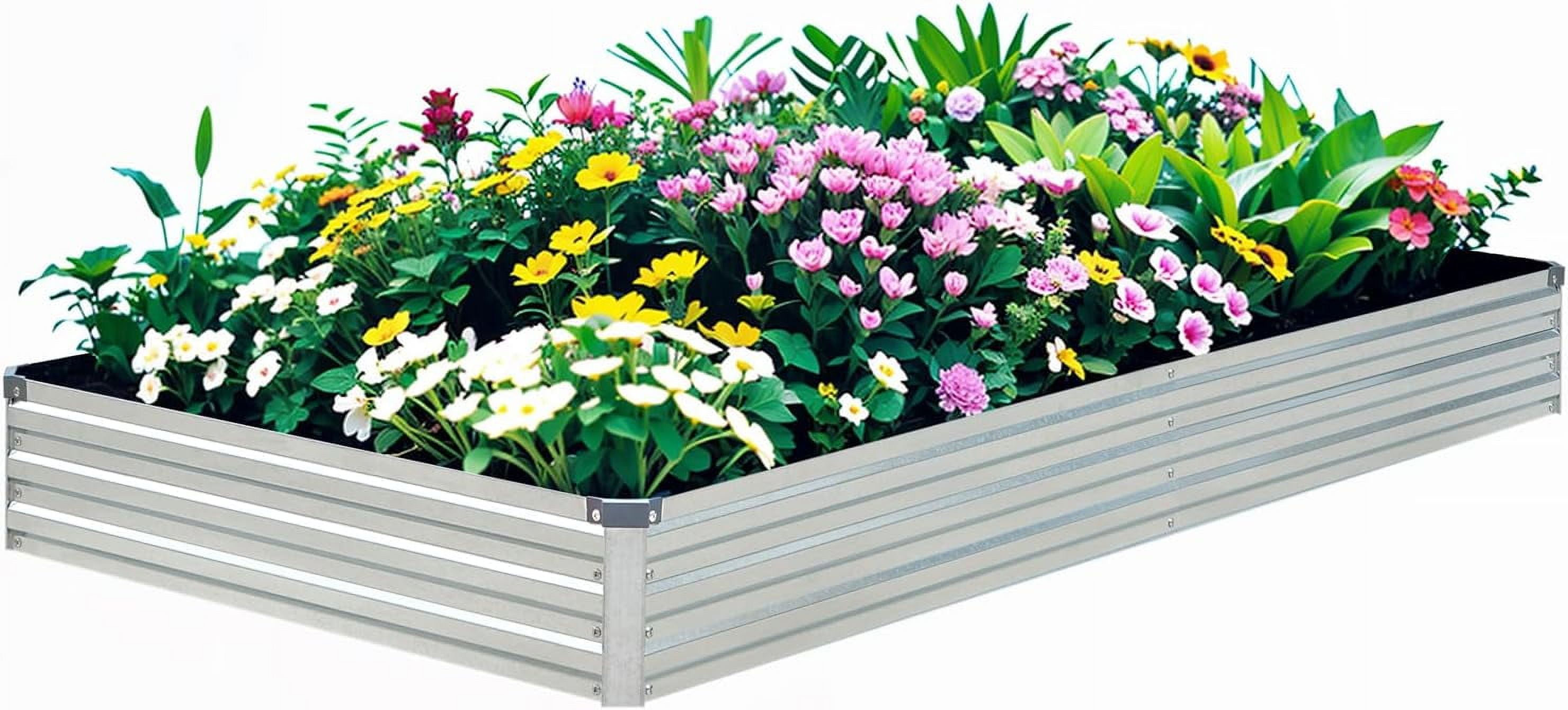 Galvanized Raised Garden Bed - Outdoor Metal Planter Box for Gardening ...