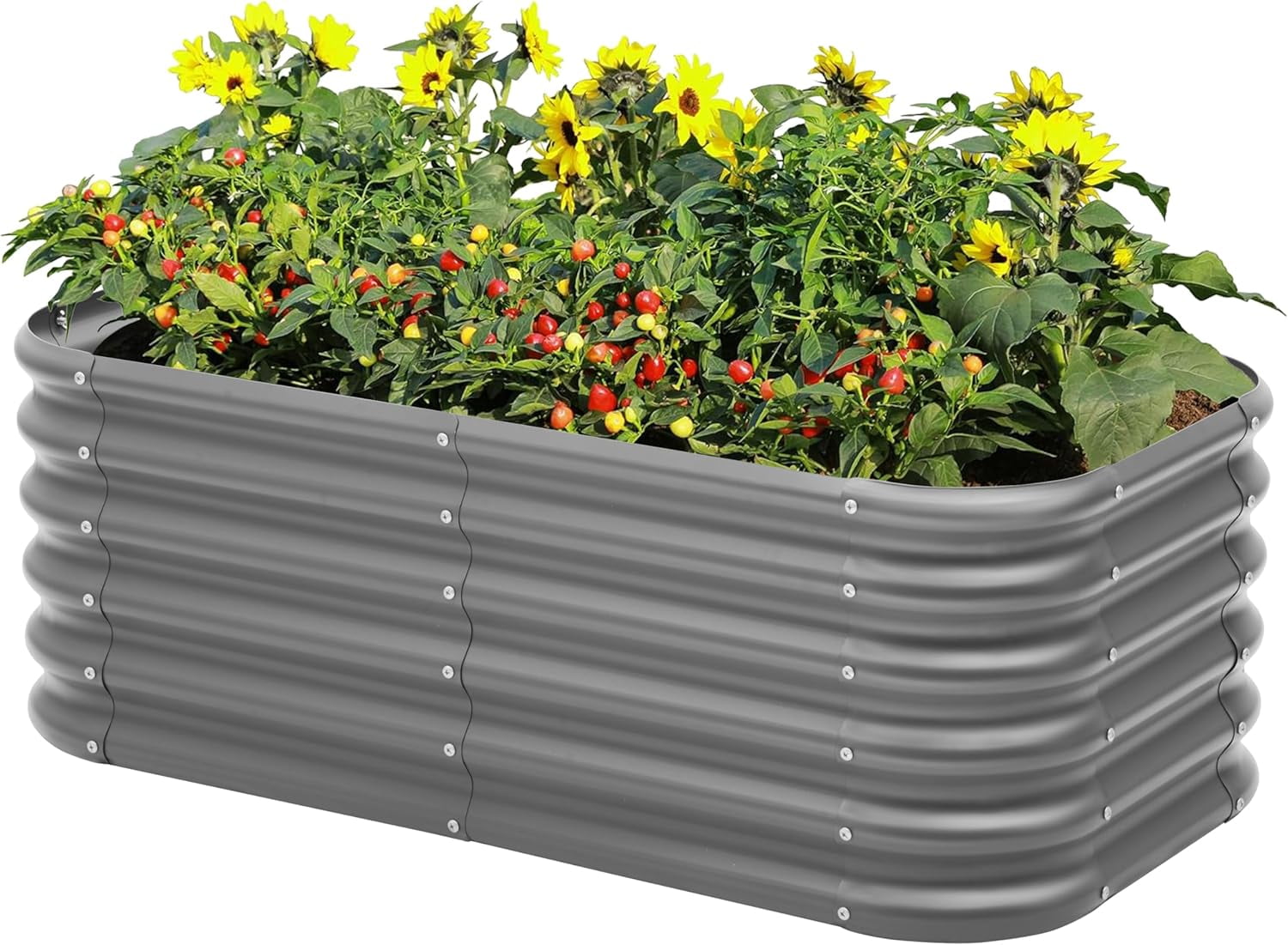 Galvanized Raised Garden Bed, Outdoor Planter Bed, Metal Planter Box ...