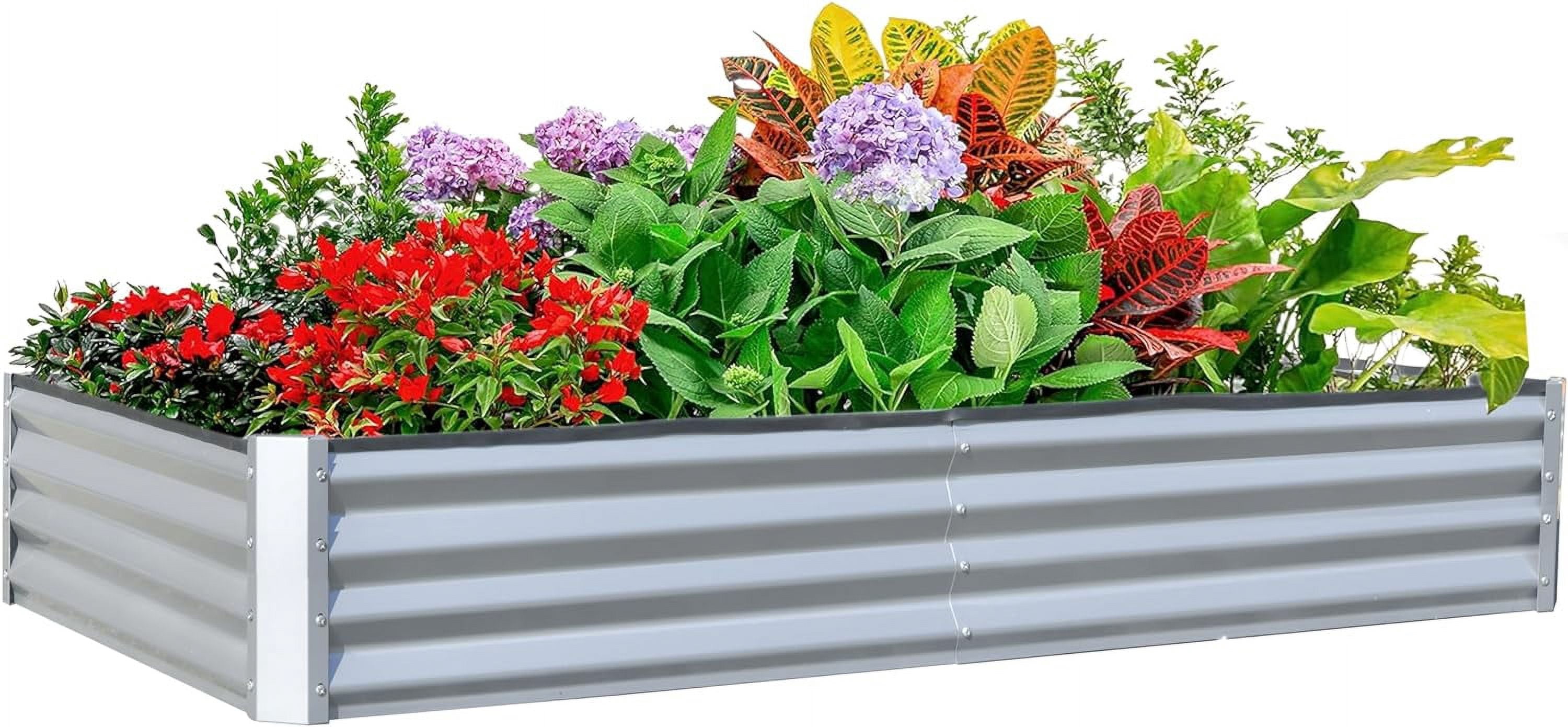 Galvanized Raised Garden Bed, Outdoor Planter Garden Boxes Large Metal ...
